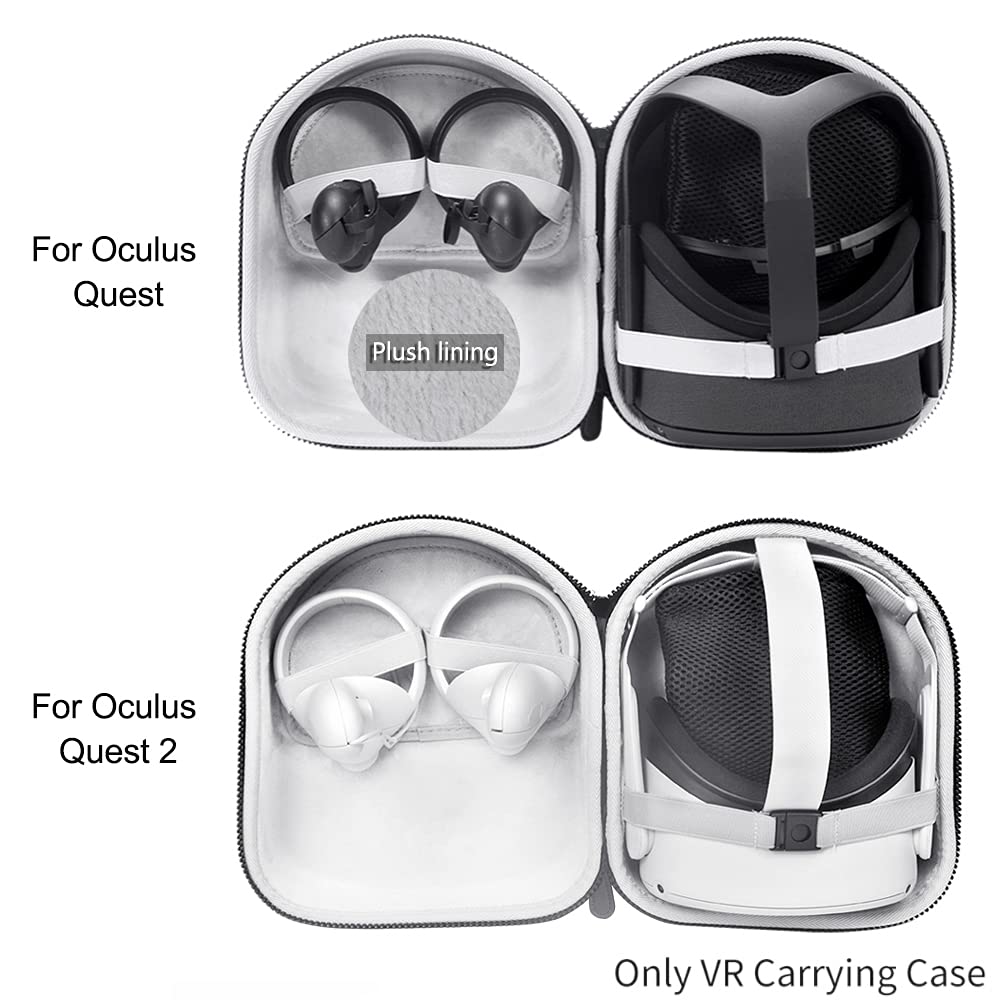 Just E Joy Travel Protective Case for Oculus Quest 2 Headset,Outdoor Shockproof Hard EVA VR Carrying Bag with a Strap Design(Grey)
