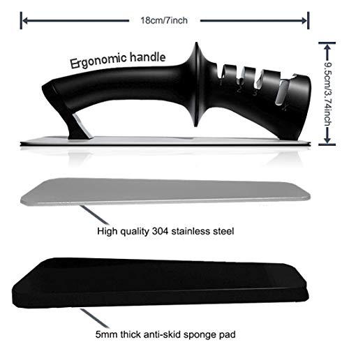 Knife Sharpener, 4 in 1 Kitchen Knife/Scissor Sharpener, Ceramic Stone, Tungsten Steel, Diamond Sharp Groove, Ergonomic Design, Non Slip Professional Manual Knife Sharpener Tool