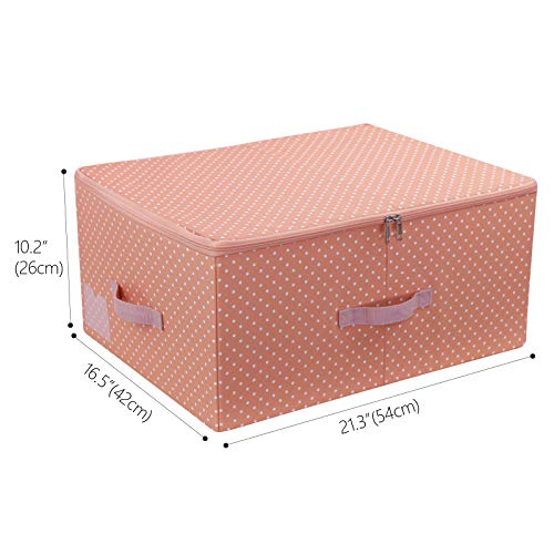 iwill CREATE PRO Big Size Wardrobe Closet Storage Organization Basket with Lid, Washable Hign Density Nylon Fabric, Adjustable Compartment Dividers, Pink