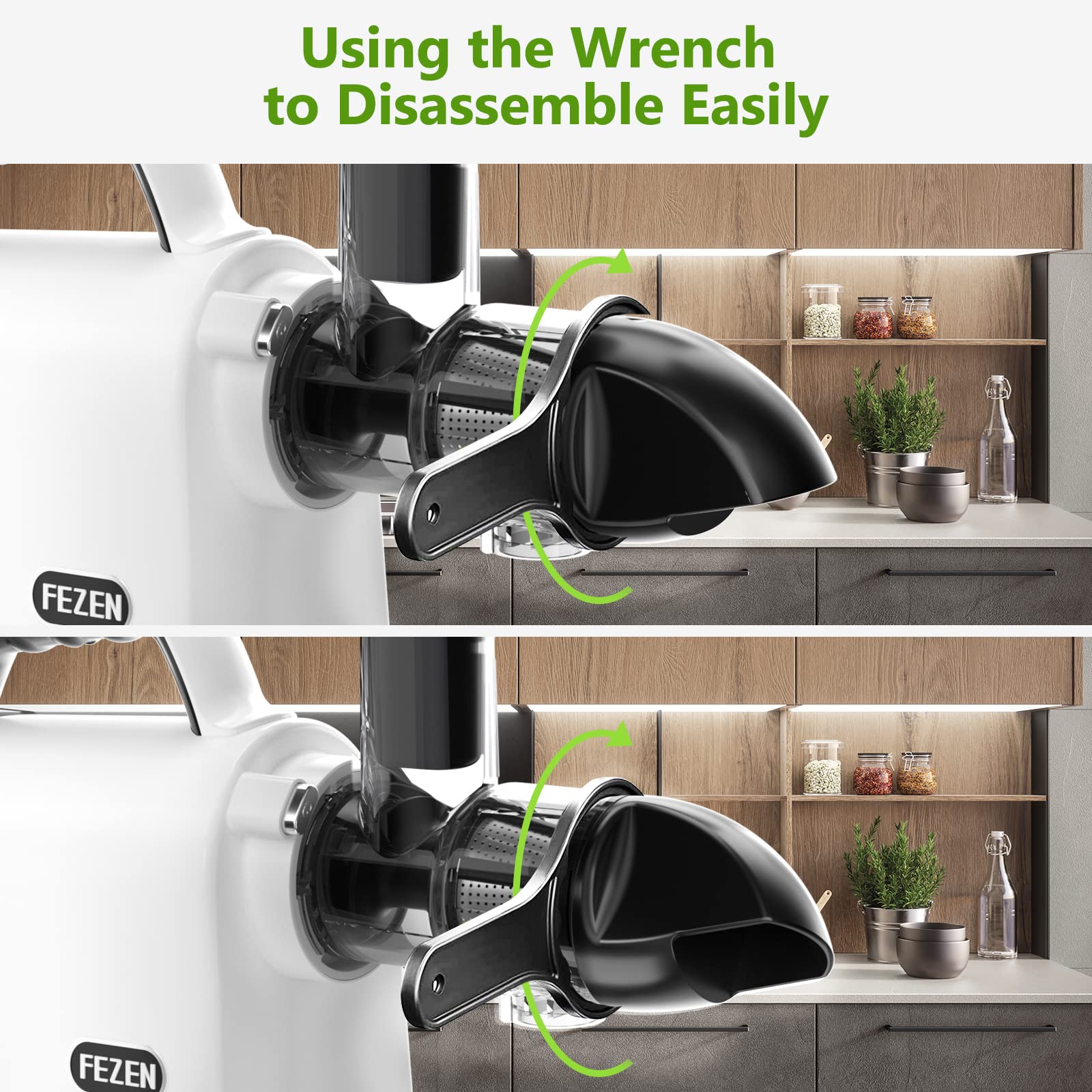 Juicer Machines, Fezen Slow Cold Pressed Juice Extractor for Fruits and Vegetables, 90% Juice Yield, Quiet Motor & Reverse Function, Easy to Clean Masticating Juicer, BPA FREE, with Brush & Recipes