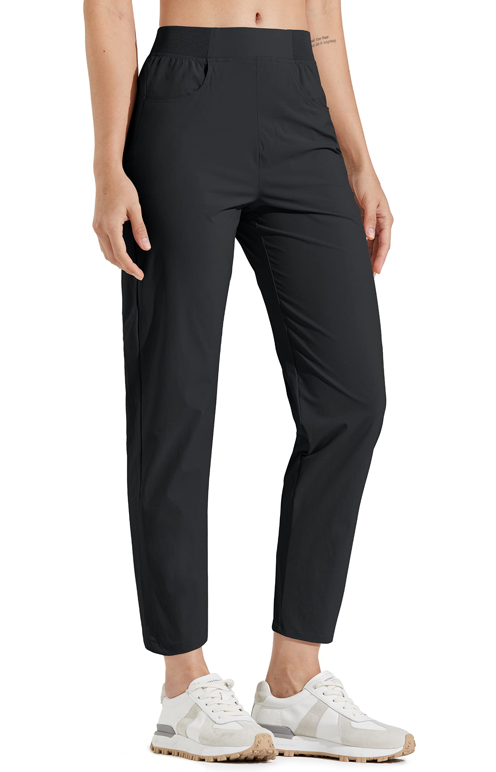 Libin Womenâs Golf Pants Quick Dry Hiking Pants Lightweight Work Ankle Dress Pants for Women Business Casual Travel, Black L