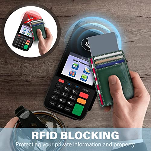 Minimalist Slim Wallet for Men, Front Pocket Real Leather Mens Wallets, RFID Blocking Business Credit Card Holder with ID Window (Slim Black)