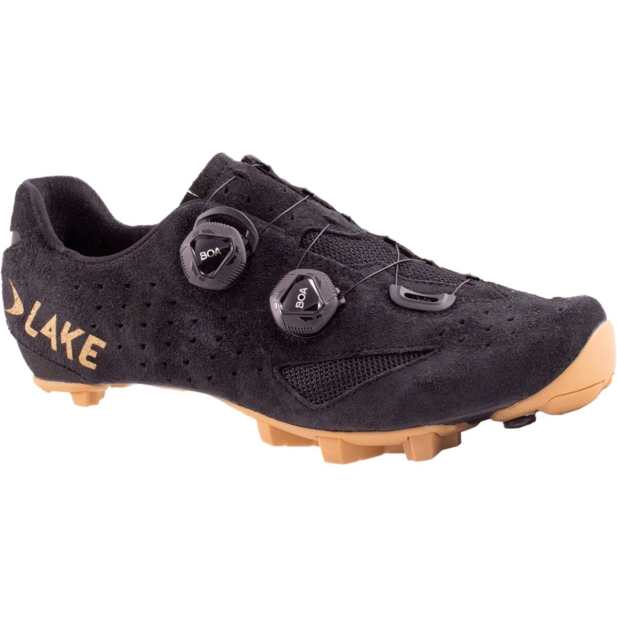Lake Mx238 Wide Gravel Cycling Shoe - Men's Black Suede/Gold, 44.5