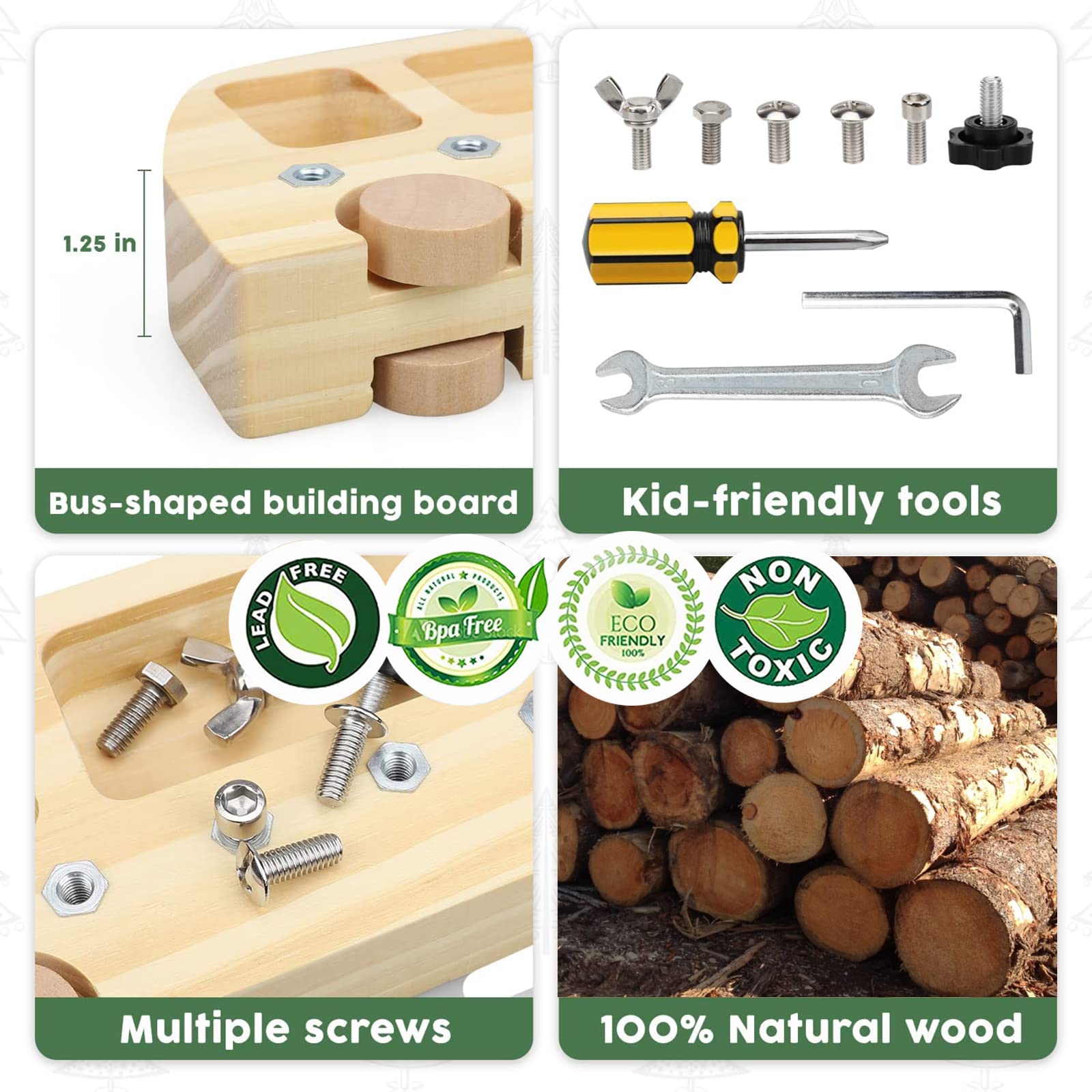 Montessori Screwdriver Board Set, Montessori Toys for 3+ Year Old, Basic Skills Sensory, Learning Sensory Bin Toys Preschool Materials,Toddler Fine Motor Skill Construction Building STEM Toy Set