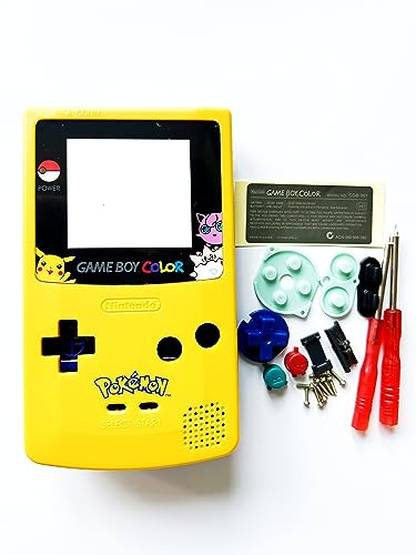 JMXLDS Replacement Full Housing Shell Case Cover Pack with Screwdriver Buttons for Game boy Color GBC Repair Part-Yellow&Blue.