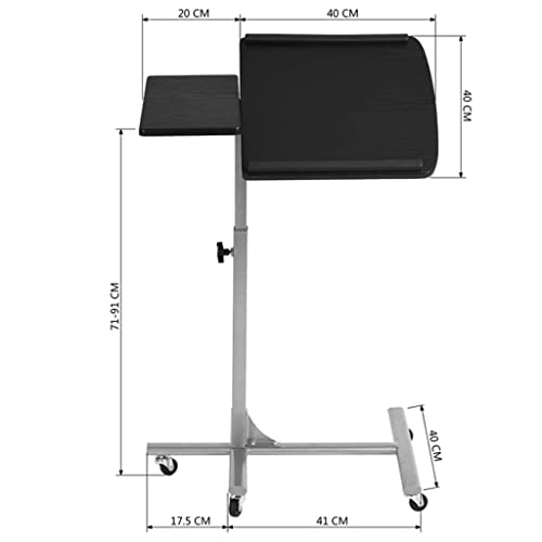 XBWEI Lifting Computer Desk Rolling Table Desk with Adjustable Height Laptop Notebook Swivel Desk with 5 Wheels Leg Table