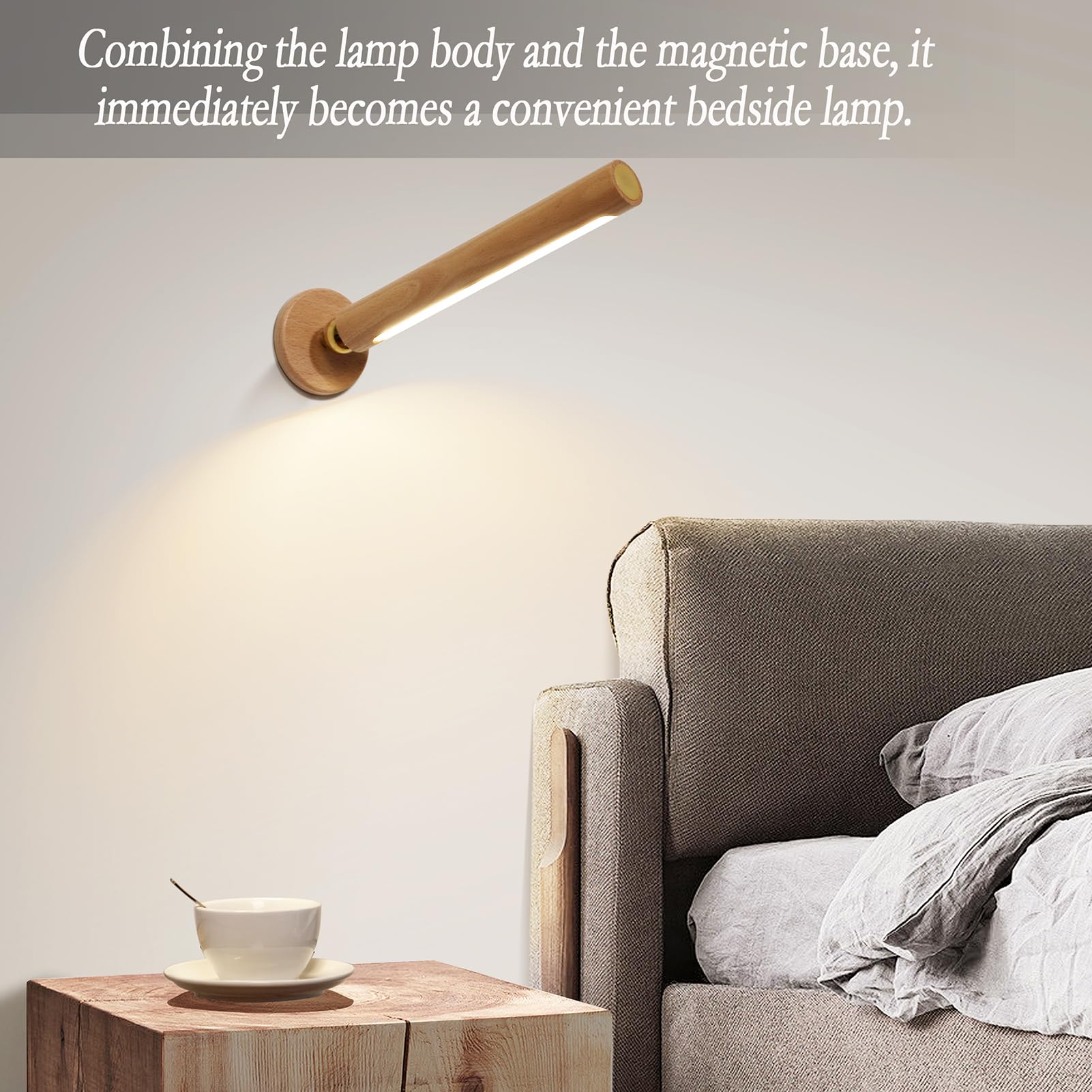 LANDGOO Wooden LED Table lamp Reading lamp Magnetic Dimmable Reading Light