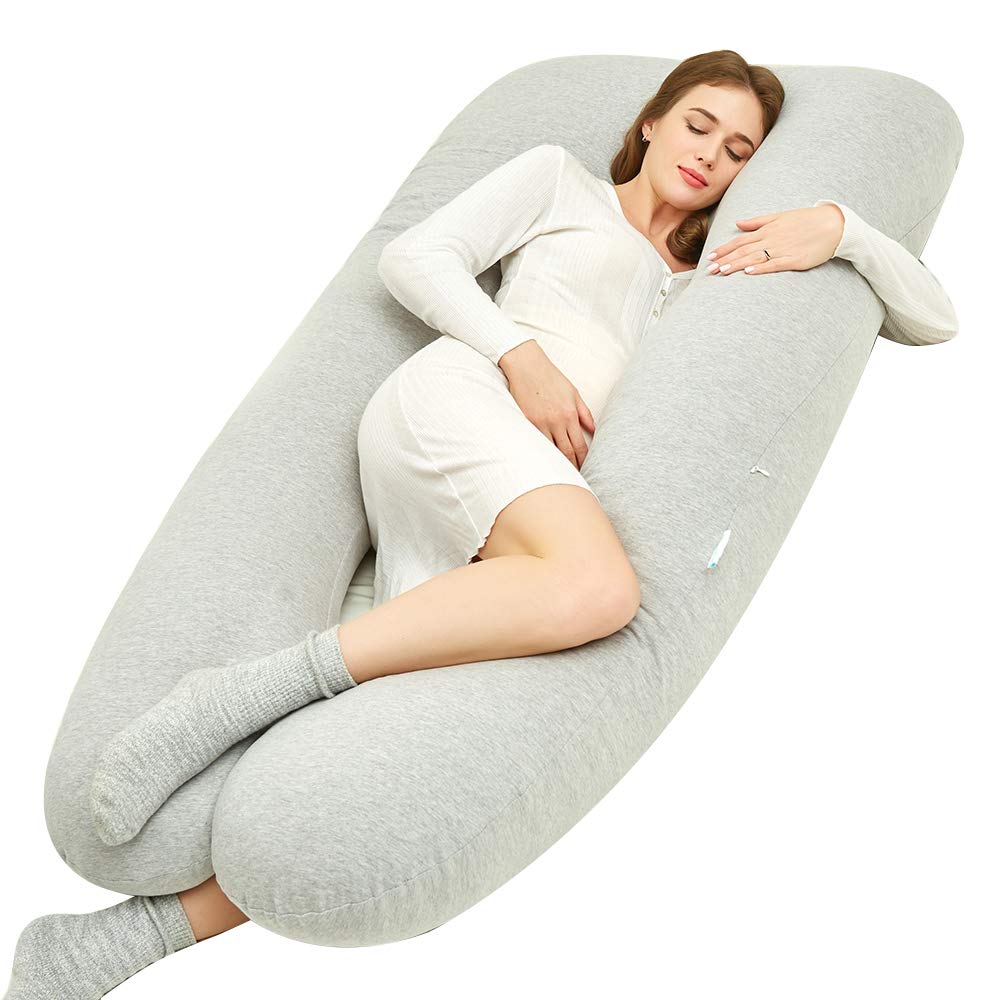 Joyourbaby 59'' Full Body Pregnancy Pillow U-Shaped Maternity Sleeping Pillow with Removable Cover (Gray)