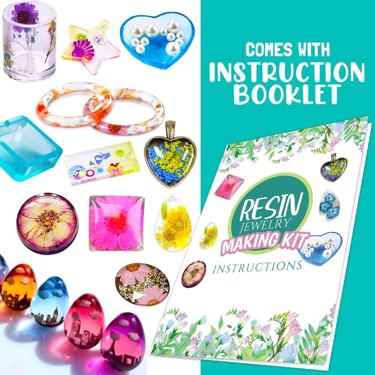 Innorock Epoxy Resin Jewelry Making Kit - Epoxy Resin Kit for Beginners with Resin molds Silicone Kit Bundle - Crystal Clear Resin Casting Art Kits for Earrings Bracelets Keychain Pendant Necklace