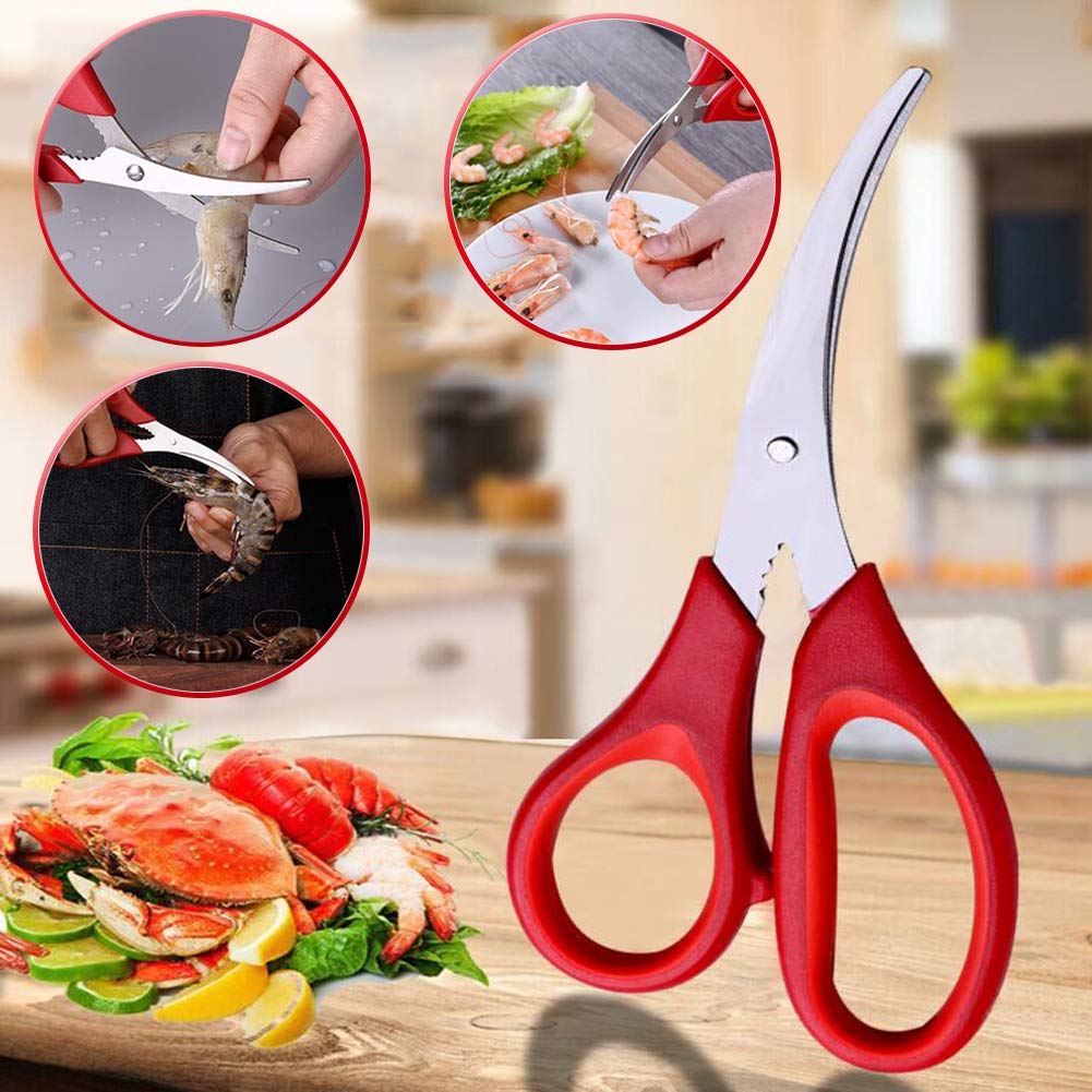 JDSUMS 15 Seafood Tools Picks Set Crackers Tools,2 Lobster Shellers,6 Red Picks,1 Scissor,6 Stainless Steel Forks for Lobster, Crab, Crawfish and Other Crustaceans - Kitchen Easy-opener Picnic Tools