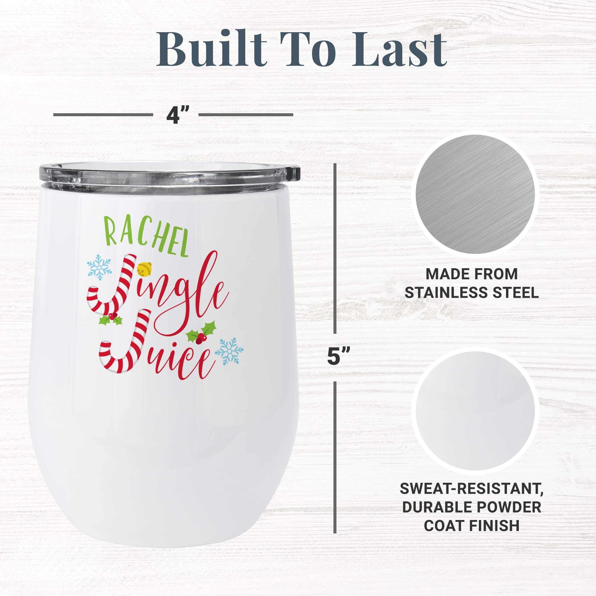 Let's Make Memories - Personalized Insulated Wine Tumbler for Christmas - Colorful and Whimsical Stainless Steel Container - Hot and Cold Beverages - Holds 12oz., 5"x4" - Let's Get LIT!