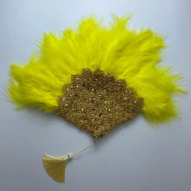 Msbfea Big Size Design African Orange Feather Fan Ladies Wedding Feather Fan for Bride Double Side Feather Nigerian Flower - 35cmx45cm Color 934