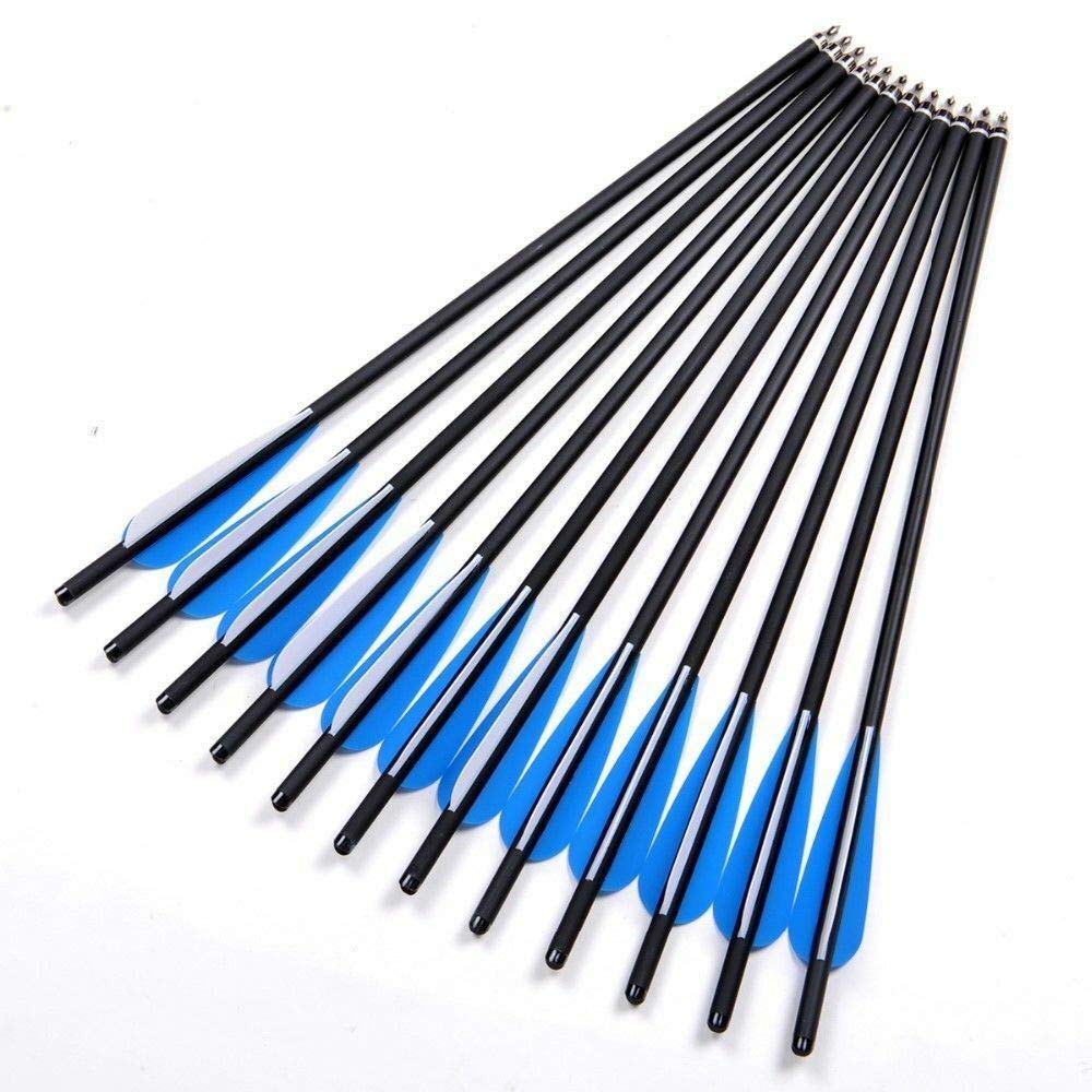Jocoo 20" Carbon Crossbow Bolts Hunting Archery 20 Inch Arrows with 4" vanes and Replaced Arrowhead/Tip (12 Pack)