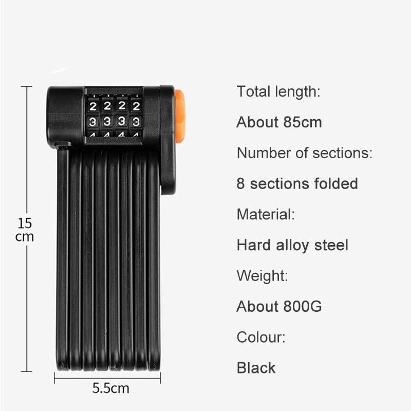 MACIMO Bike Lock Alloy Steel Folding Lock MTB Road Bike Lock Anti-Theft Lock Password Lock