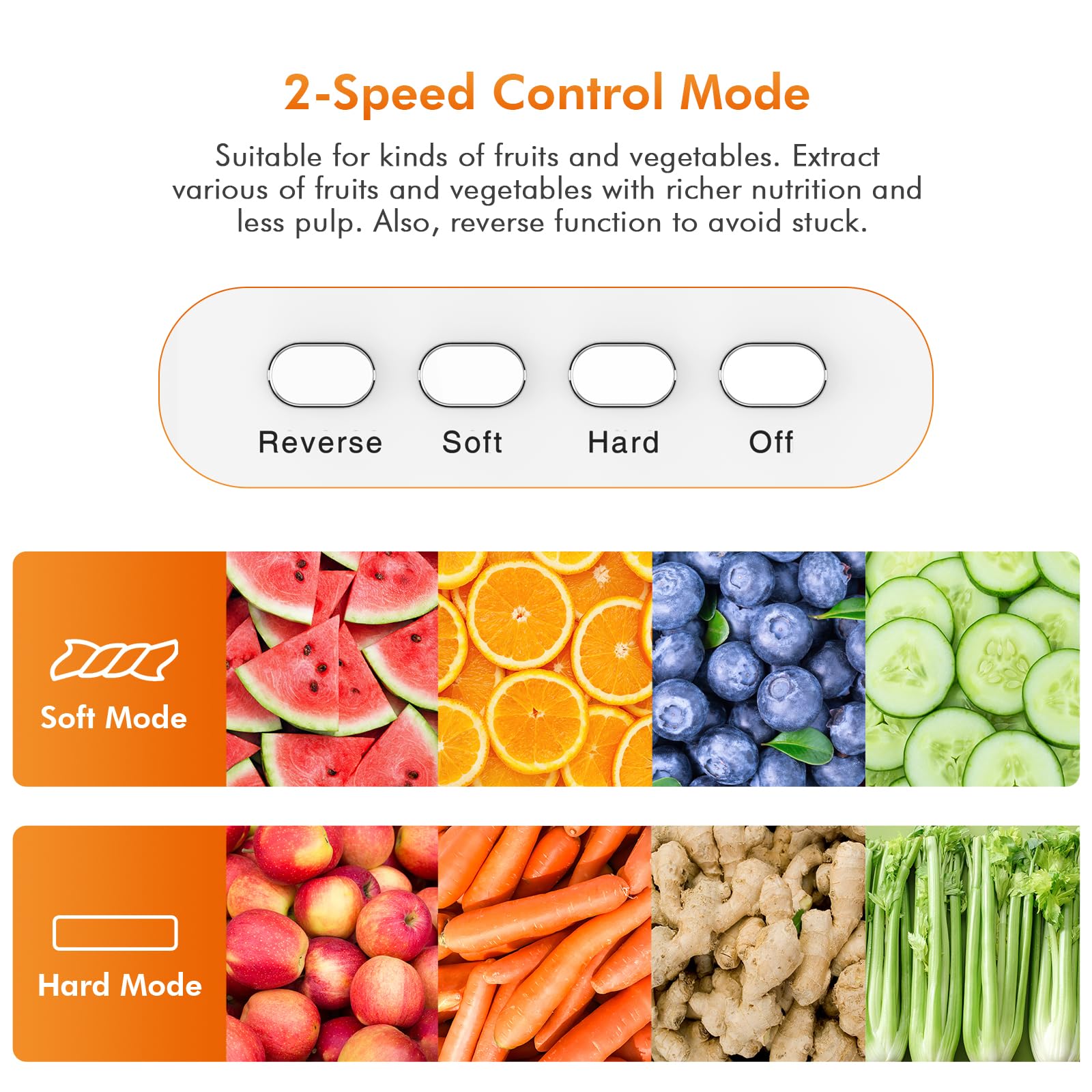 KOIOS Upgraded Juicer Machines, Cold Press Juicer, Slow Masticating Juicers with Two Speed Modes, Juicer Extractor for fruits and veggies, Reverse Function, Full Copper Motor, Easy to Clean with Brush