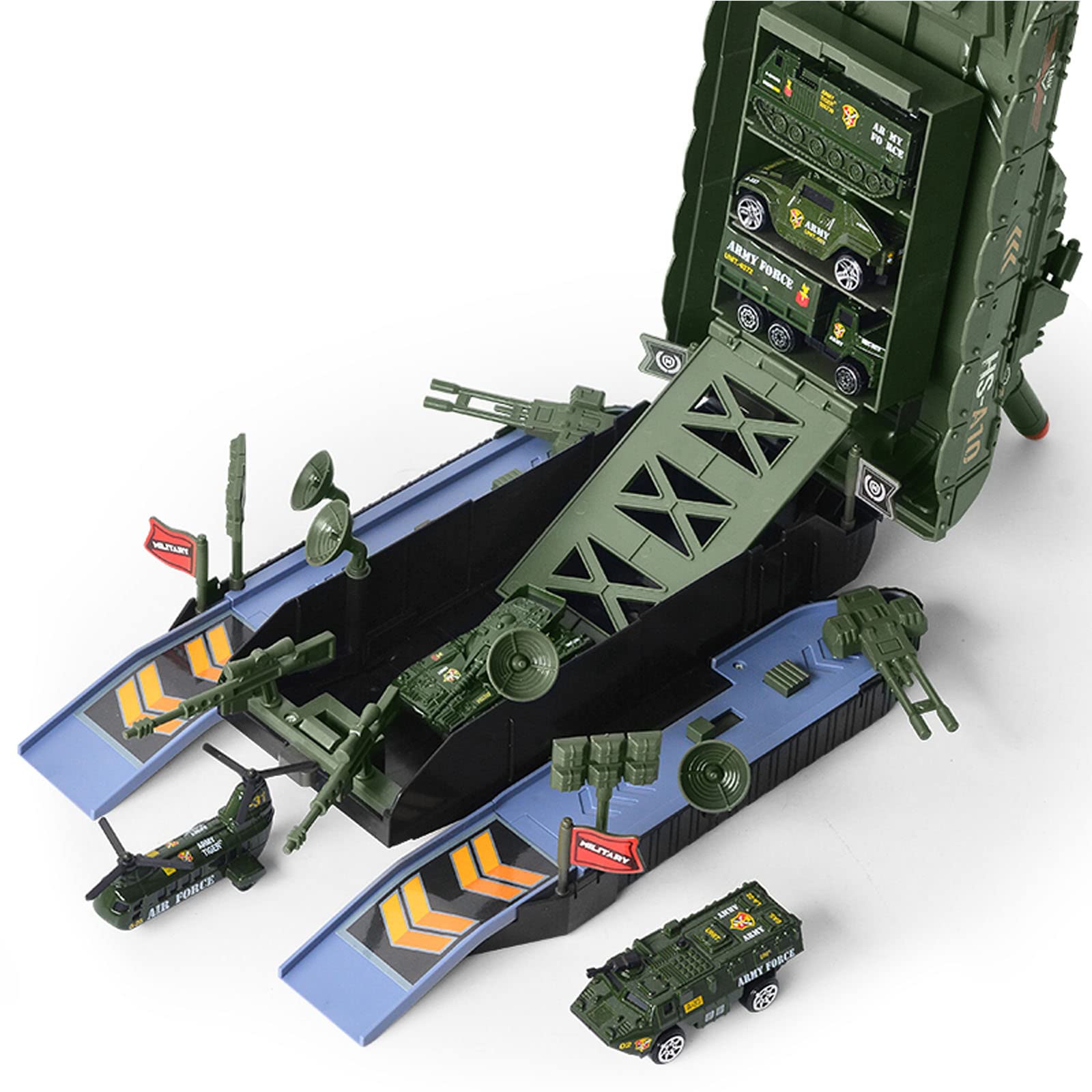 Military Toy Tank Set for Kids, Military Transport Tank and 6PCS Army Vehicles