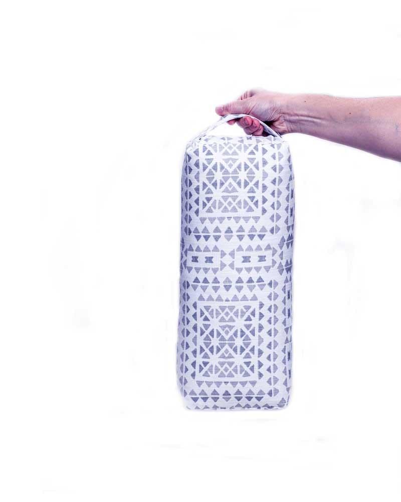 Halfmoon 15" Prana Yoga Bolster Pillow for Meditation and Support - Rectangular Yoga Cushion with Carry Handle 100% Cotton (Charcoal, Mini)