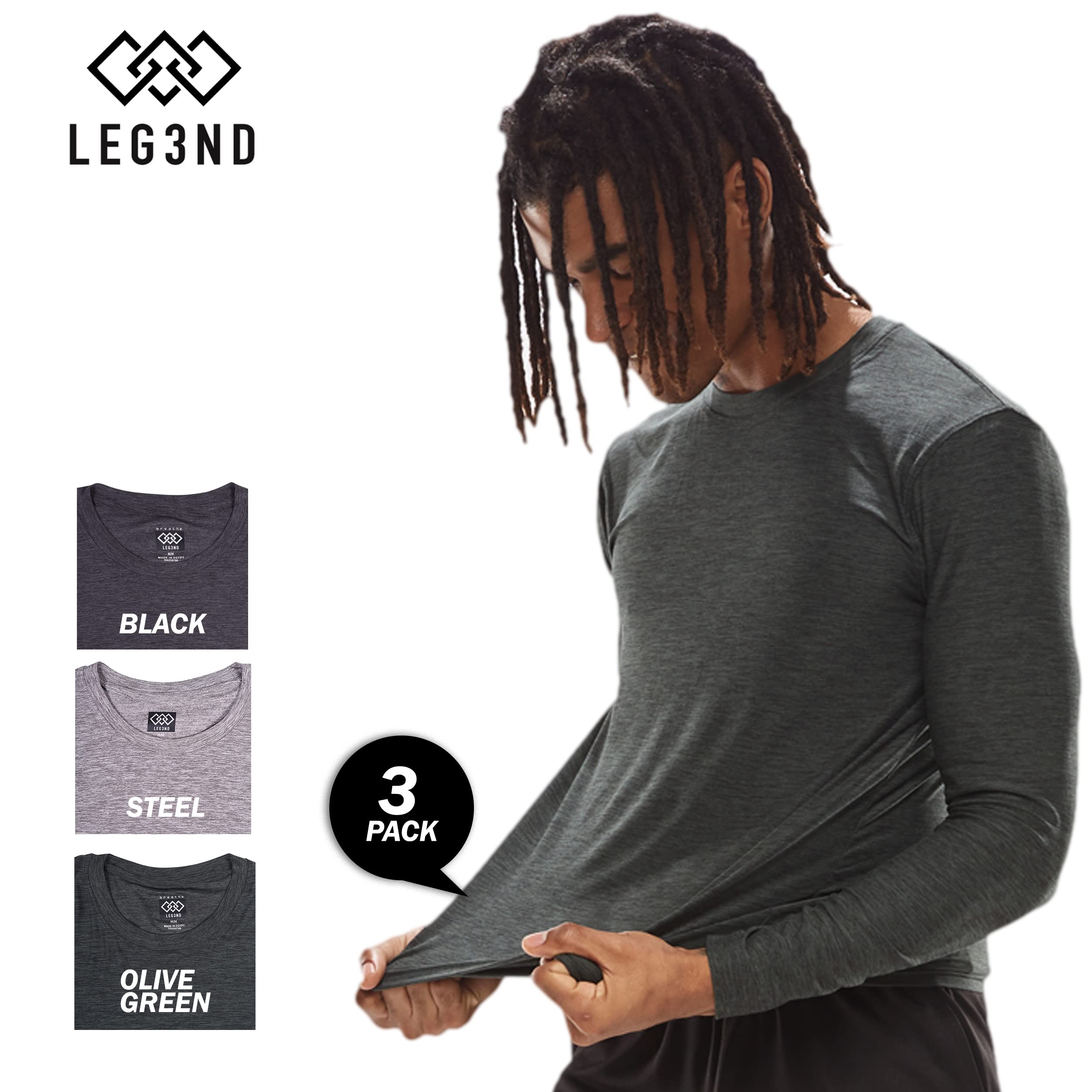 Long Sleeve Dry Fit Shirts for Men β 3 Pack Tech Workout Moisture Wicking Shirt