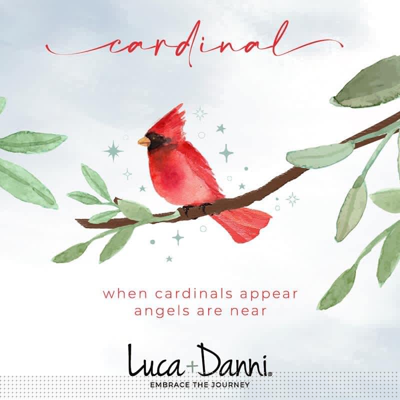 Luca + Danni Red Cardinal Stretch Bracelet with White Howlite Beads For Women - Silver Tone Regular Size Made in USA