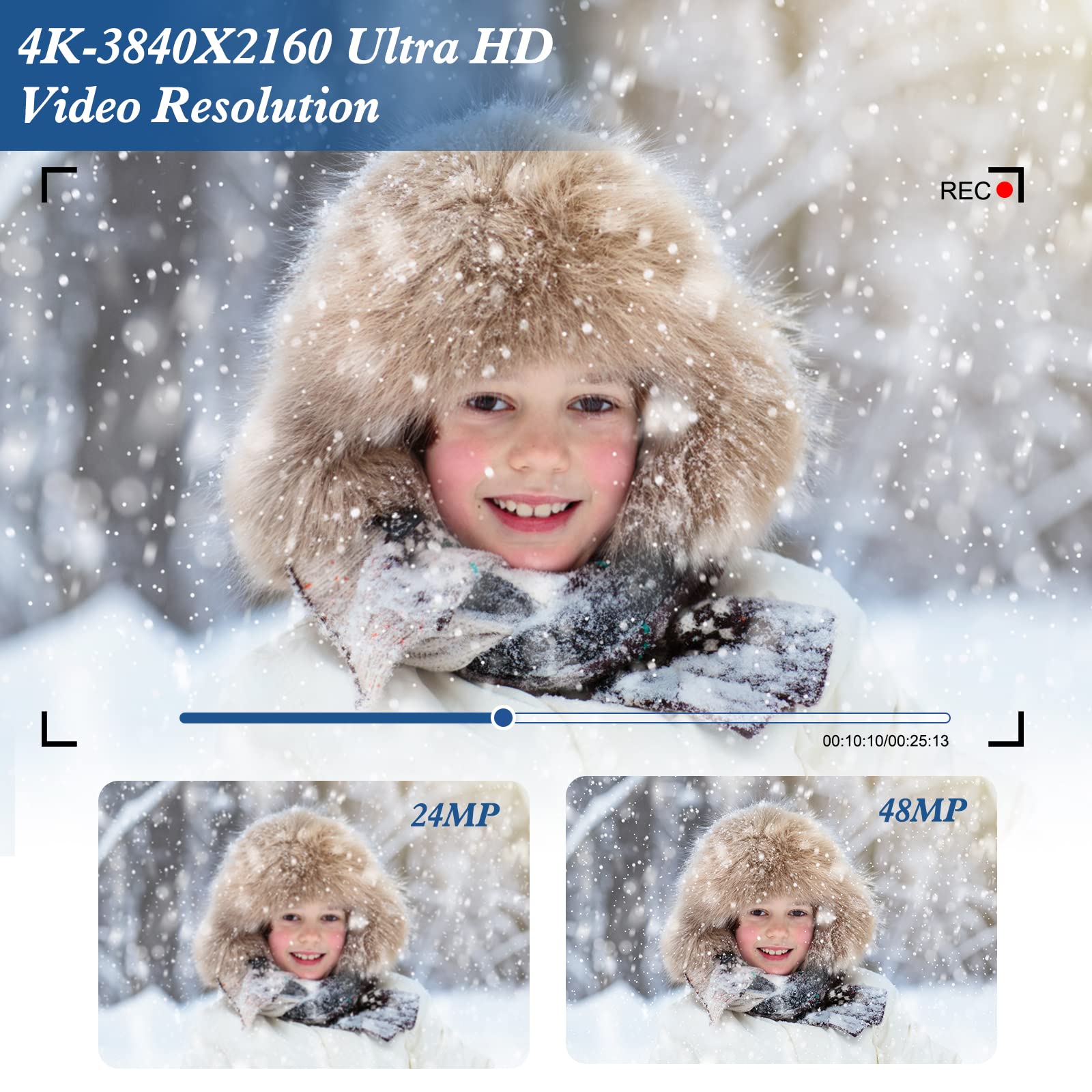 KOKITS 4K Vlogging Camera for YouTube, 48MP Digital Photography with 3''Flip Screen, 16x Zoom and Video Autofocus Anti-Shake, Wide Angle Lens, Macro 2 Batteries, 32GB Micro SD Card, Black (G10)
