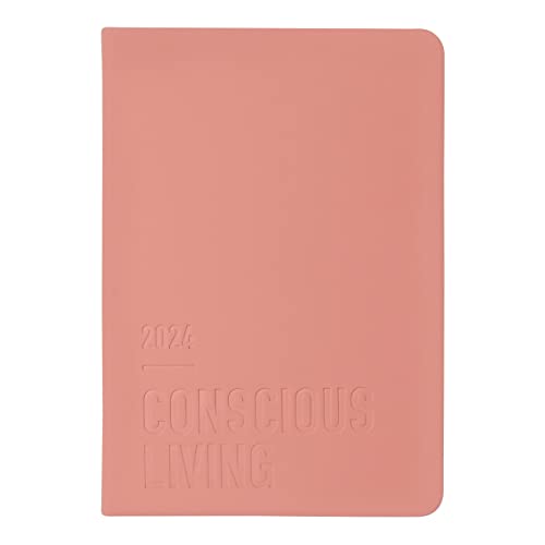 Letts Conscious Weekly/Monthly Planner, 12 Months, January to December, 2024, Sewn Binding, A5 Size, 8.25" x 5.875", Multilingual, Clay (C082397-24)