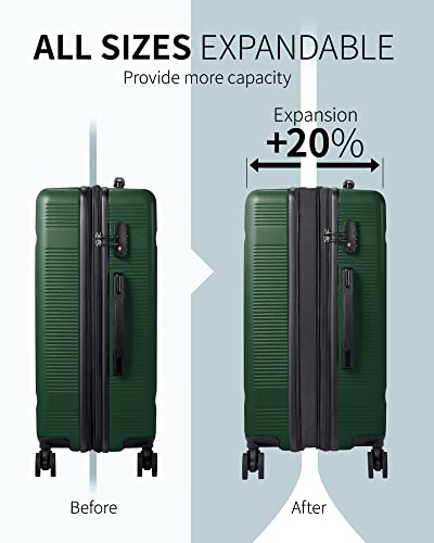 Zitahli Carry on Luggage, Expandable Luggage Suitcase, Hardside Luggage with TSA Lock Spinner Wheels YKK zippers, 20in (Dark Green)