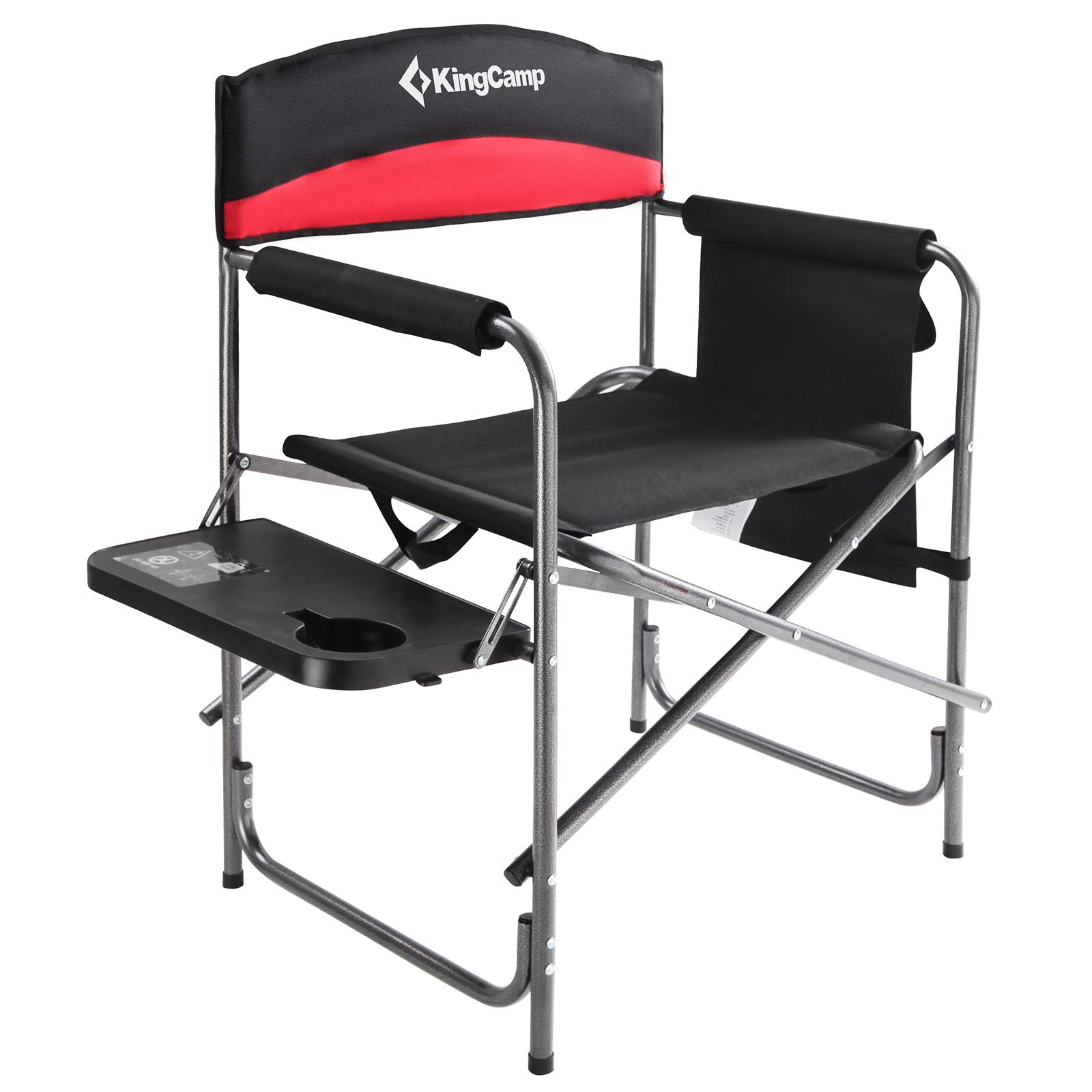 KingCamp Heavy Duty Camping Director Chair for Adults Folding Oversized Outdoor Lawn Foldable with Side Table and Pockets Padded Seat, Supports 400lbs, 1 Pack, Black/RoyalBlue
