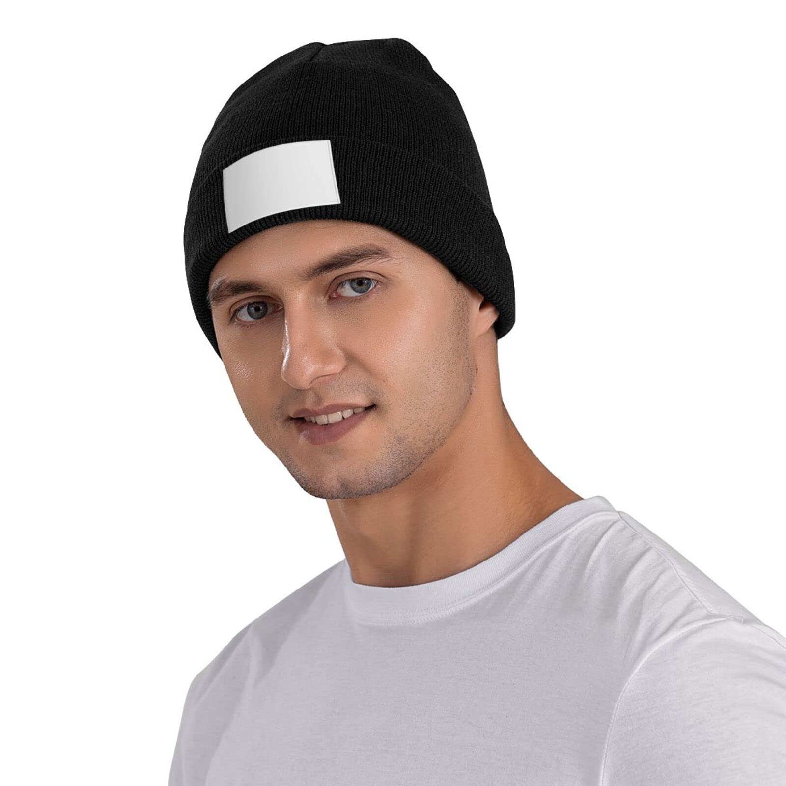 Ovjircd Ping Beanie Hat for Women Men Winter Hat Womens Cuffed Winter Beanie Warm Skull Cap Plain Knit Hat Cap Black