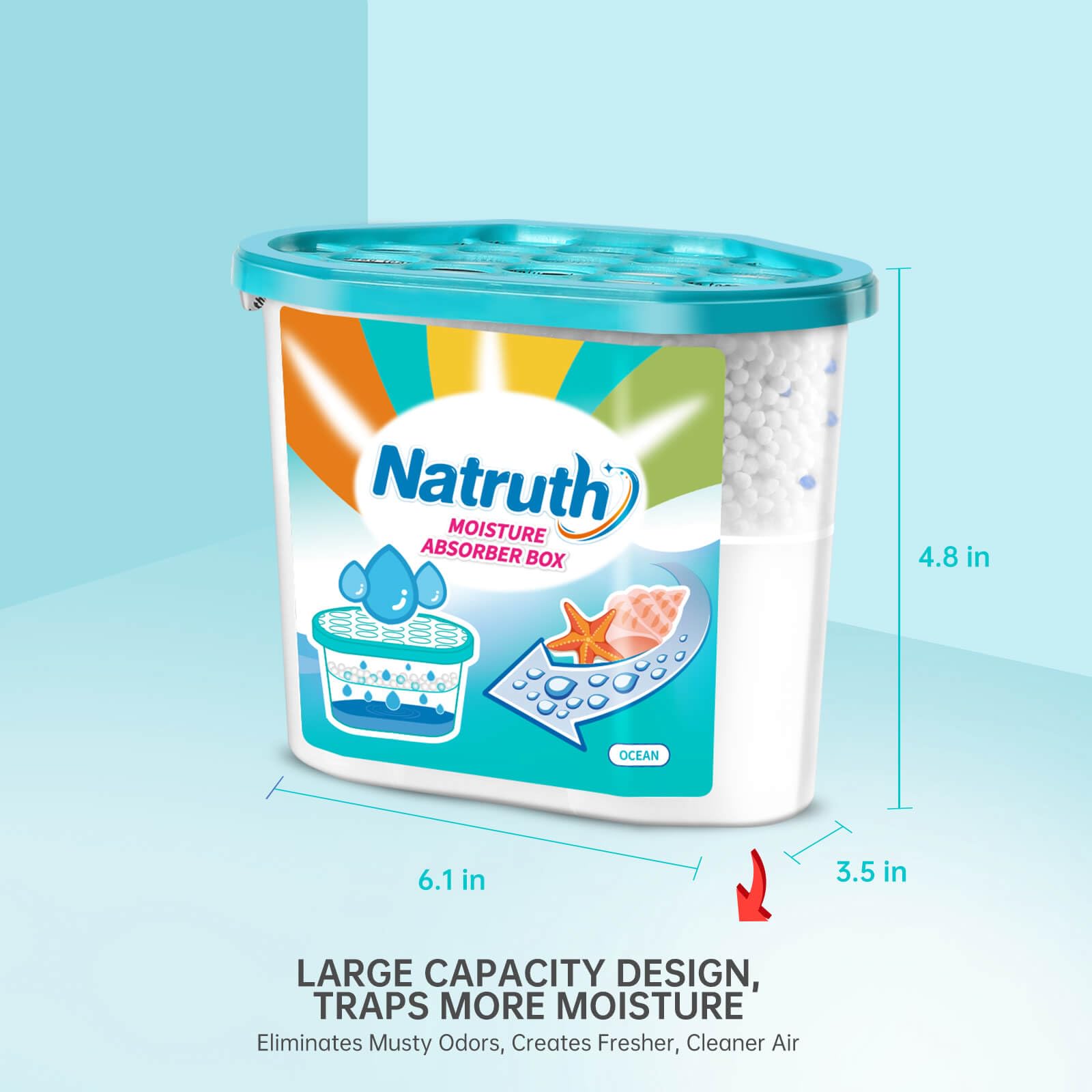 NATRUTH Ocean Breeze Moisture Absorber(6 Pack)12.5 Oz,Humidity Absorber Attracts Extra Moisture from Your Bathroom, Closet, Kitchen & Study, Dehumidifier for Closet