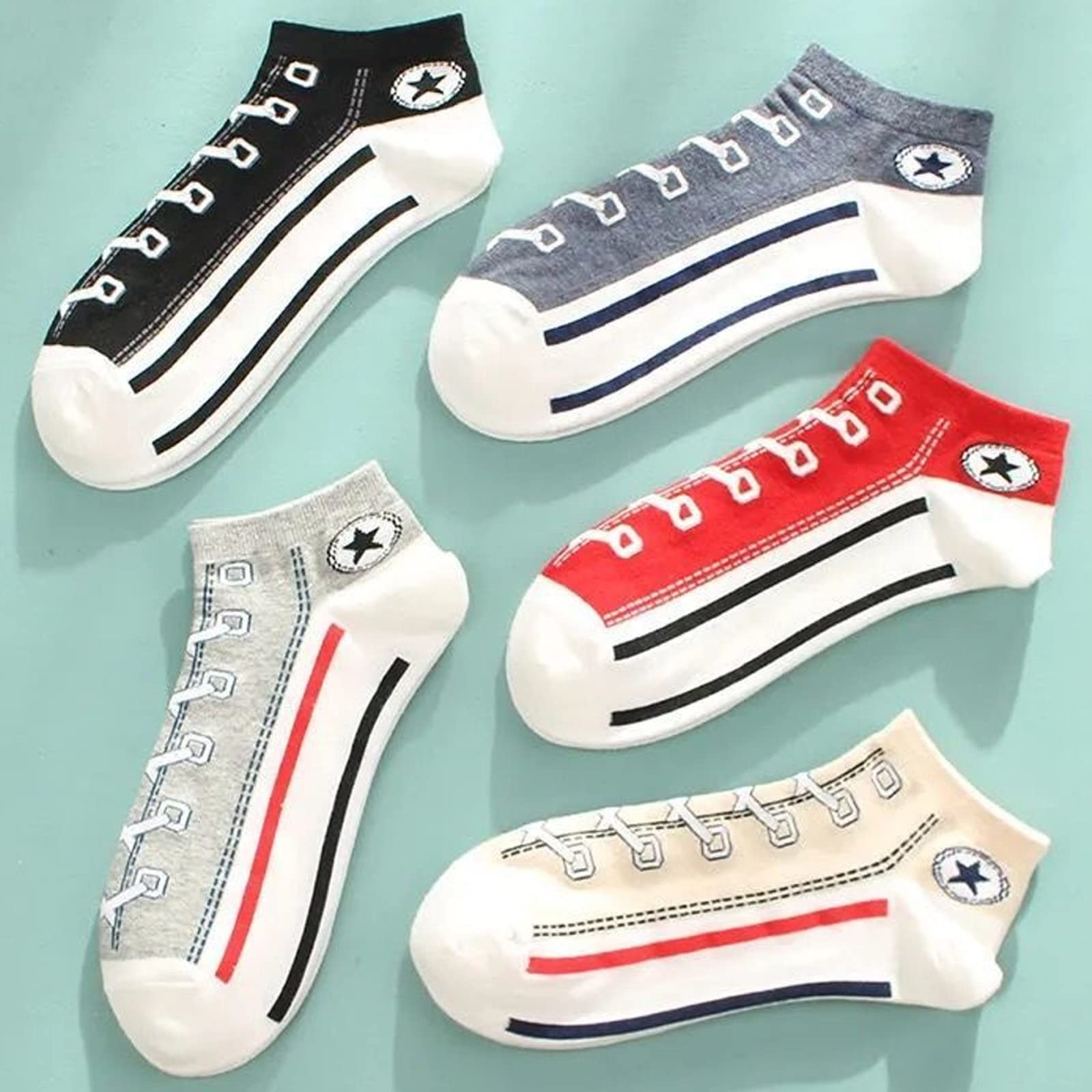 Men's Women's White Socks Cotton Breathable Multi Style Personalised Fake Shoes Socks 10 Pair Value Set Low Cut Socks, Fashion Style Socks