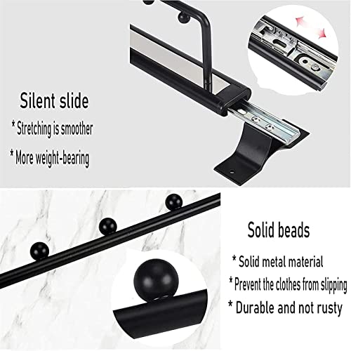 Pull-Out Closet Sliding Rod Aluminum Heavy Duty Wardrobe Clothes Hanger Rail, Extendable Wardrobe Rail Tube Valet Rod, Space Saver Closet Organizer,Top Mount (Size : 44cm/17.3in)
