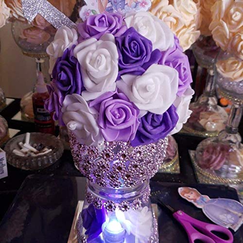 Lightingsky 100pcs 3 x 1.6 x 3 inches DIY Real Touch 3D Artificial Foam Rose Head Without Stem for Wedding Party Home Decoration (100pcs, White-100PCS)