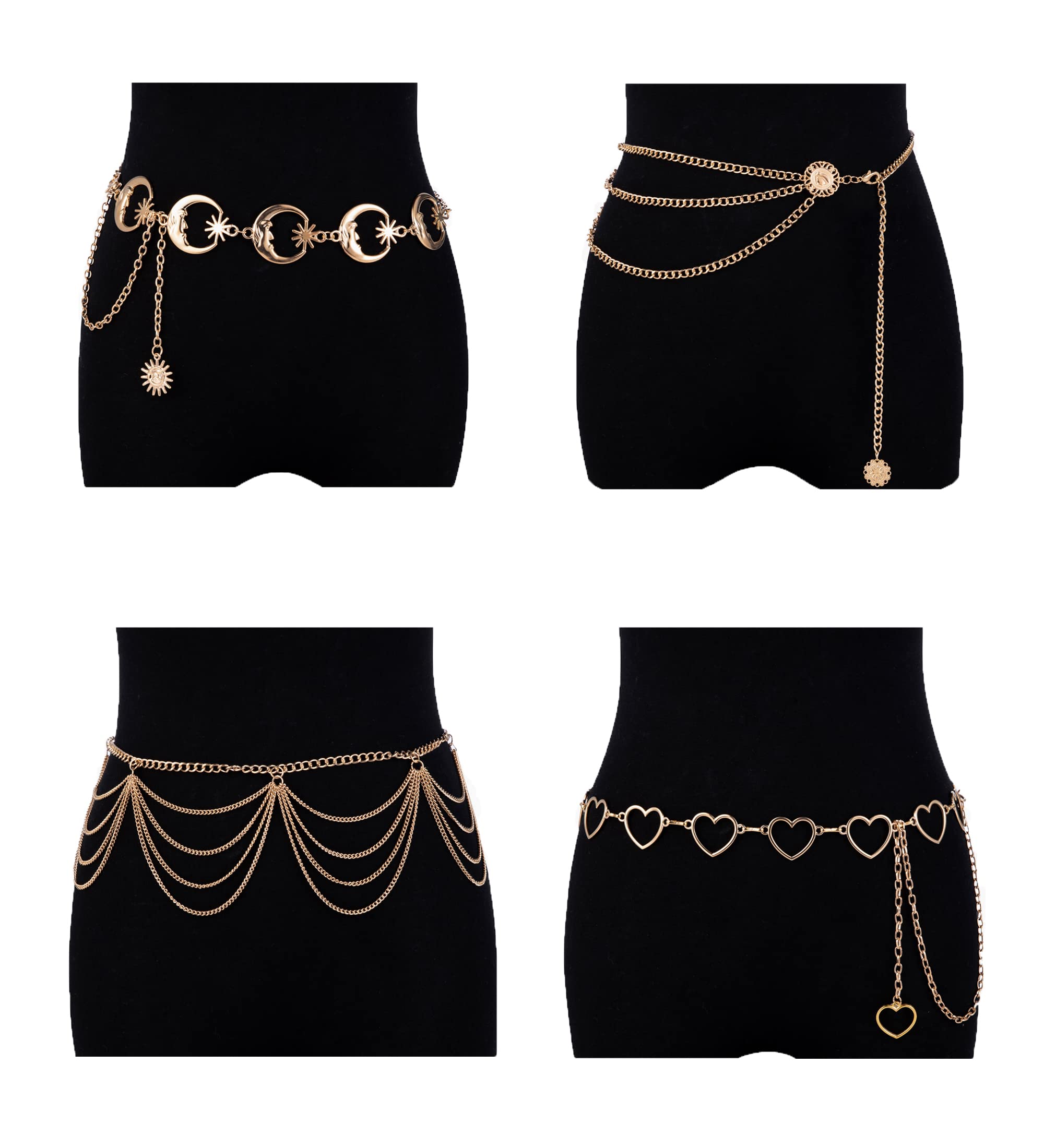 Masedy 7Pcs Jeans Chains Wallet Chain Waist Belly Chain for Women Men Hip Hop Pants Chain Pocket Chain Belt Chains S