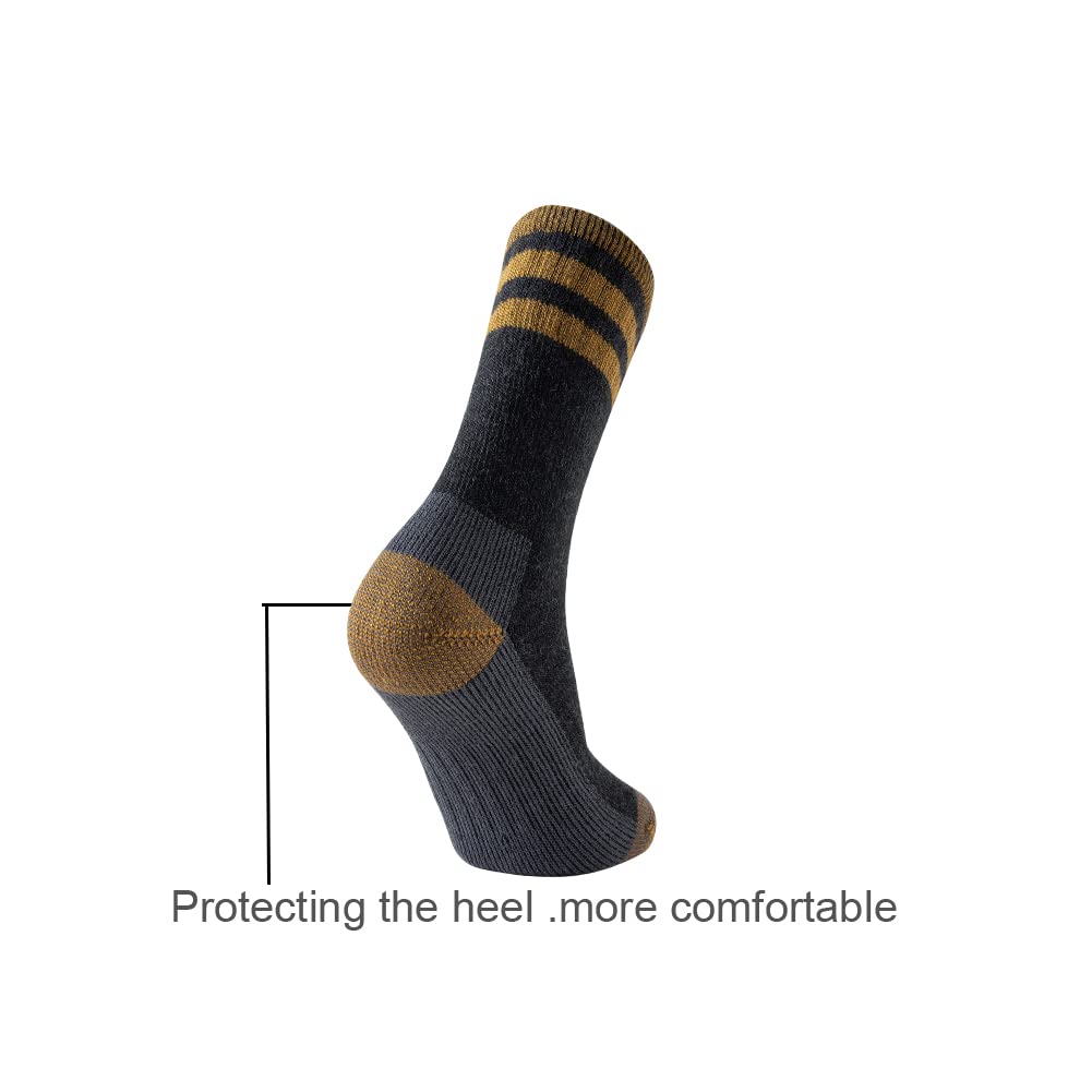 LTYRR Wool Socks for Men 70% Merino Warm Thermal Boot Socks Breathable 1Pairs Yellow and black