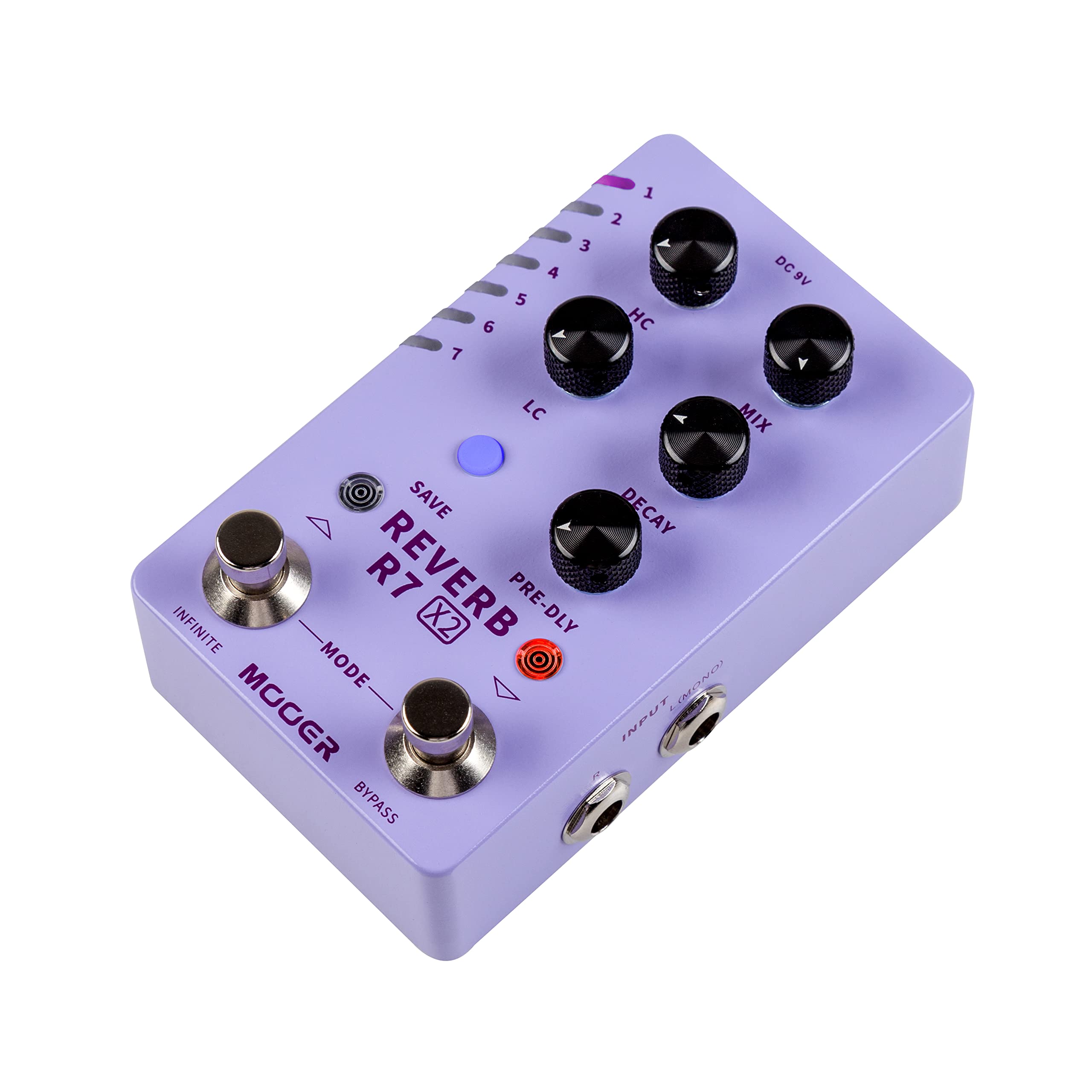 MOOER R7 X2 Stereo Multi Reverb Pedal from Classic Reverb to Modern Ambient, 14 different Reverb types with High Cut, Low Cut, Mix Parameter Knobs and Infinite and Trail-on functions