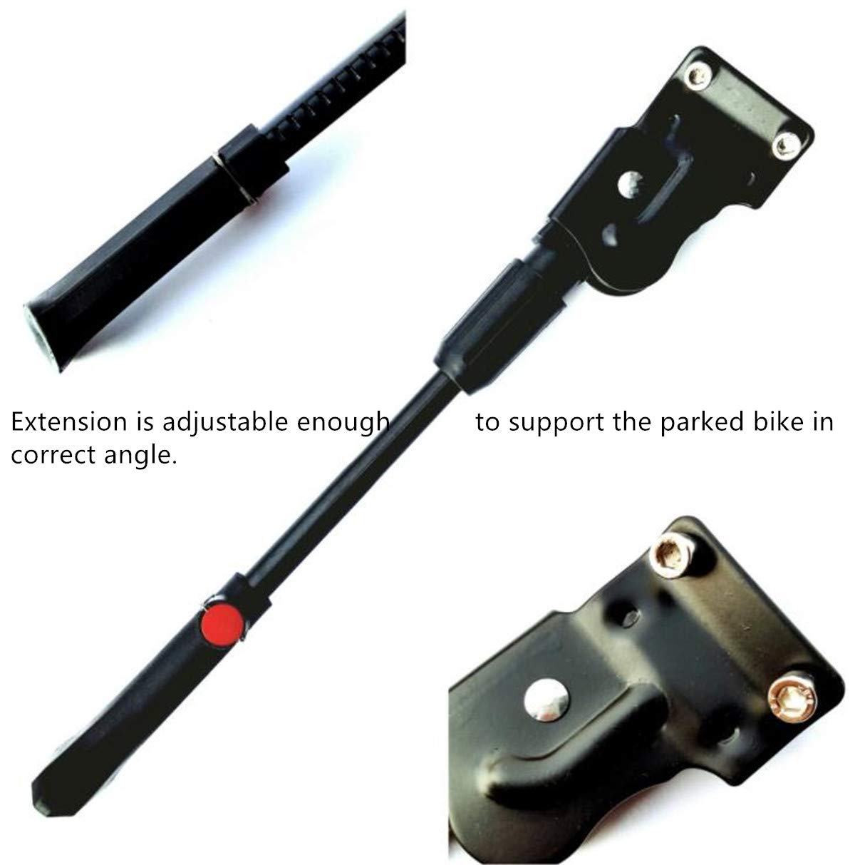 HOUTBY Bike Kickstand Steel Quick Adjust Height for Mountain Road BMX MTB Rear Side Bicycle Black