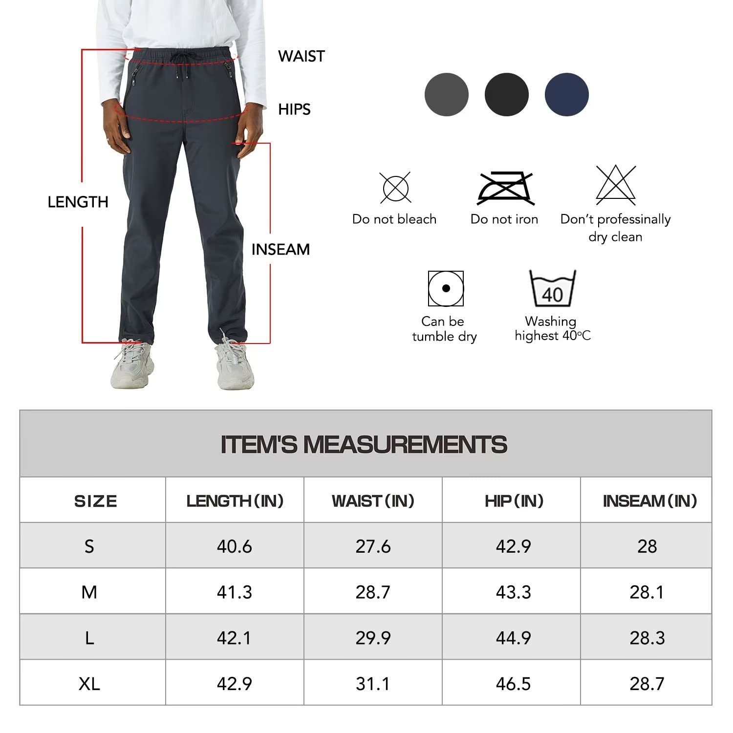 MONSTER VALLEY Mens Softshell Fleece Lined Pants Warm Winter Windproof Ski Snow Insulated Hiking Hunting Trousers, Grey, Large
