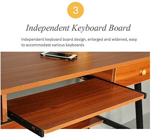 HIZLJJ Computer Desk,Wooden Computer Desk,Laptop Pc Table with Drawer Keyboard Tray,2 Layer Computer Workstation Writing Desk for Home Office (Color : B)