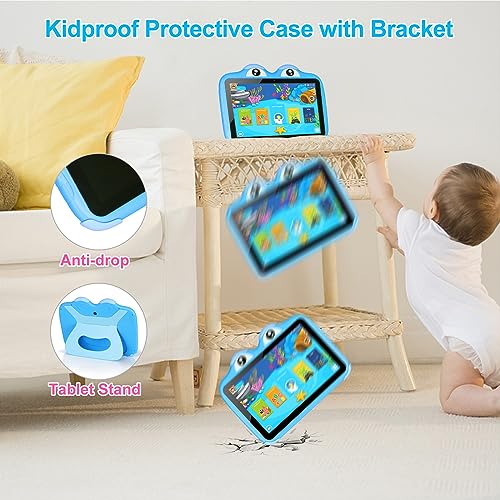 Kids Tablet 10.1 Inches Tablet for Kids, Android 11 64GB Tablets for Kids with Case, Google Play, YouTube, Dual Camera, WiFi, Bluetooth, Apps Pre-Installed, Education, Parent Control (Blue)