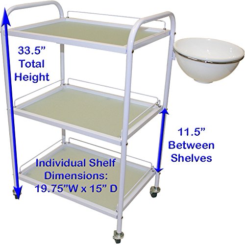 LCL Beauty White All Purpose Roller Trolley with Removable Utility Bowl