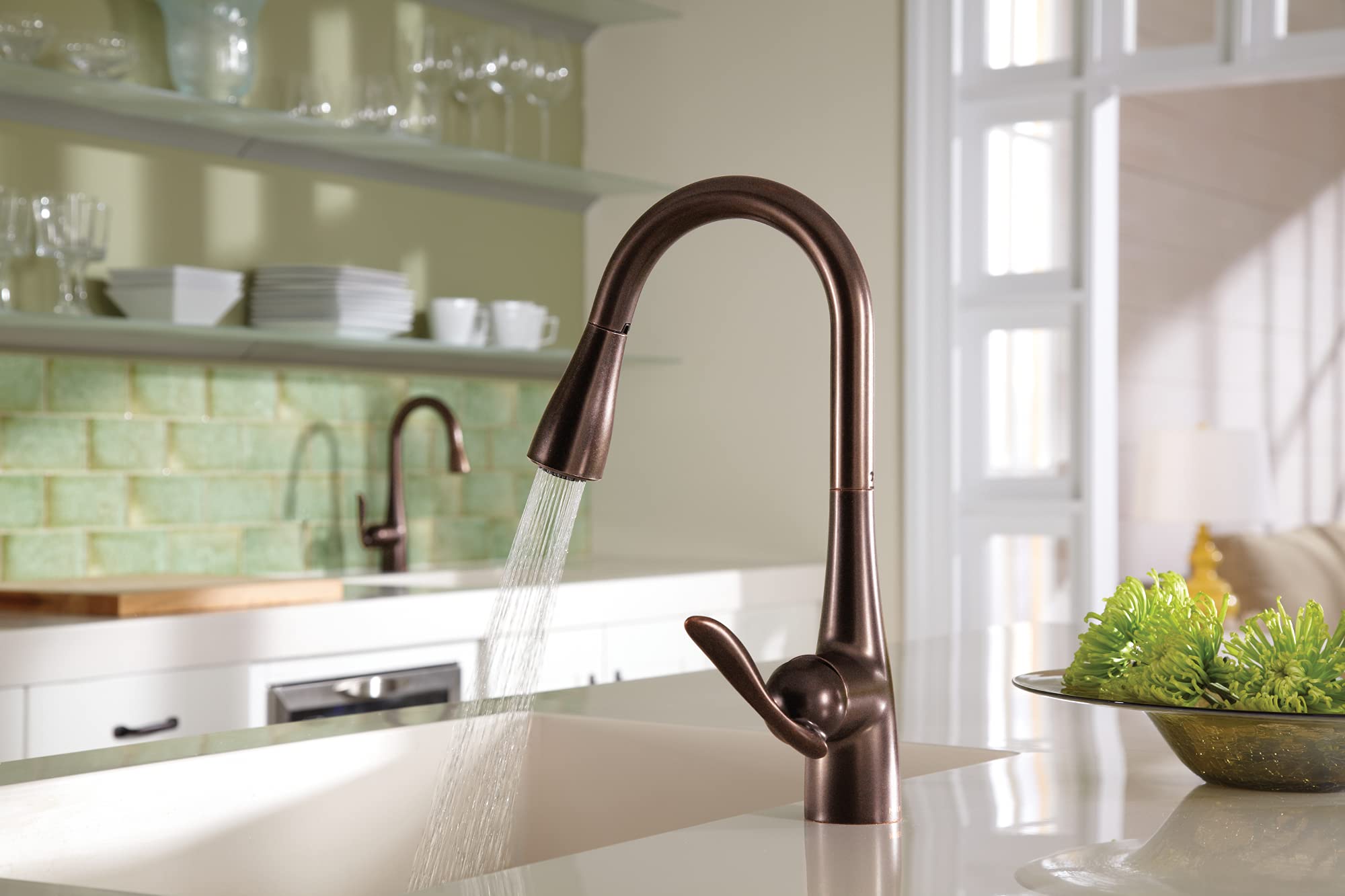 Moen 5995ORB Arbor One Handle High Arc Pulldown Bar Faucet with Reflex, Oil Rubbed Bronze, 0.375