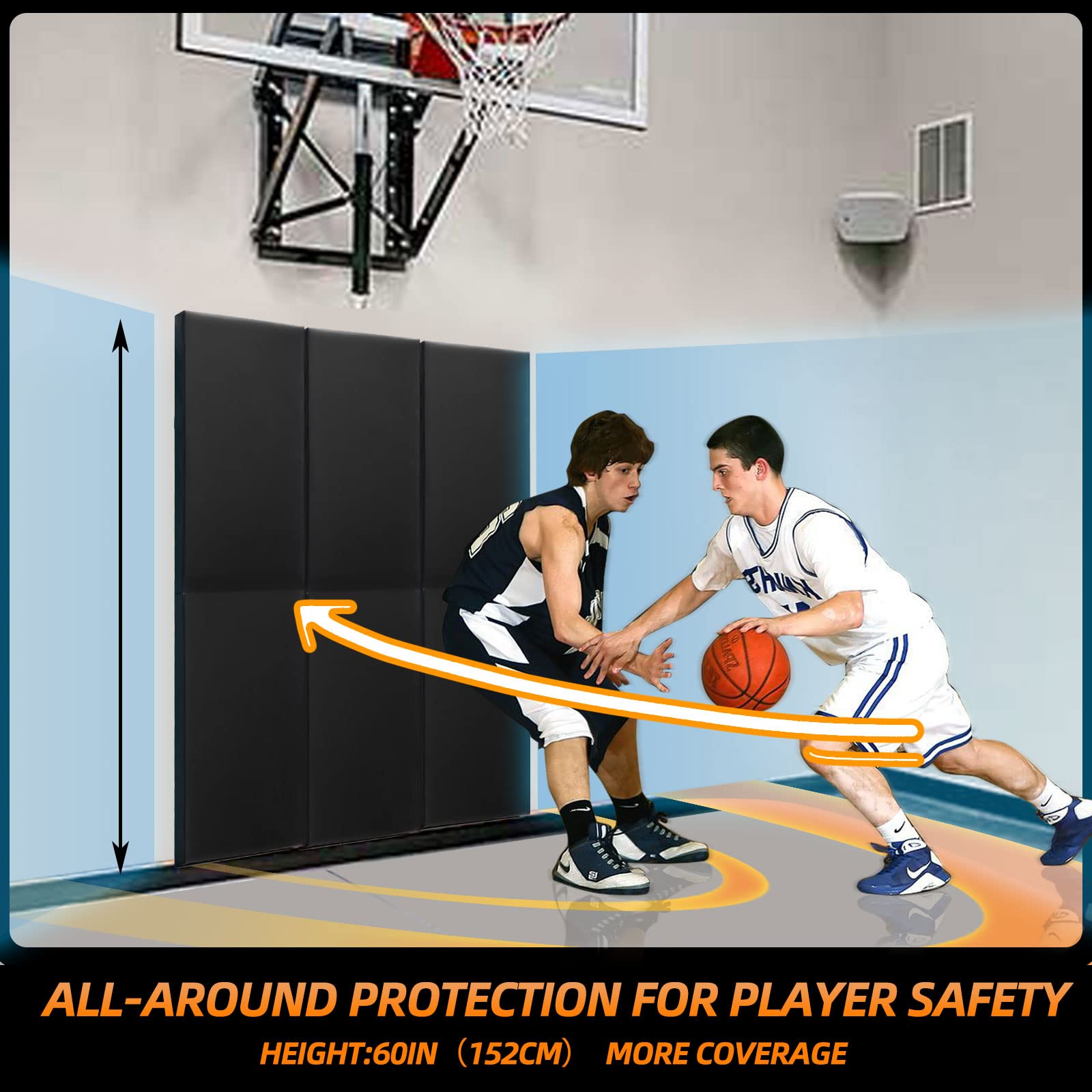 Progoal 4 Pack 2" Thick Foam Protection Wall Pad,Gym Basketball-Court Protectors,Durable Waterproof Padding for Wall-mounted Basketball Hoops(60" L x 20" W)