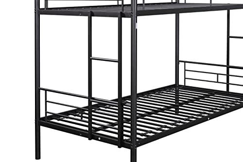 HomSof Metal Twin Over Twin Bunk Bed with 2 Side Ladders,Made of Heavy Duty Steel, for Kids Teens Adults,Black