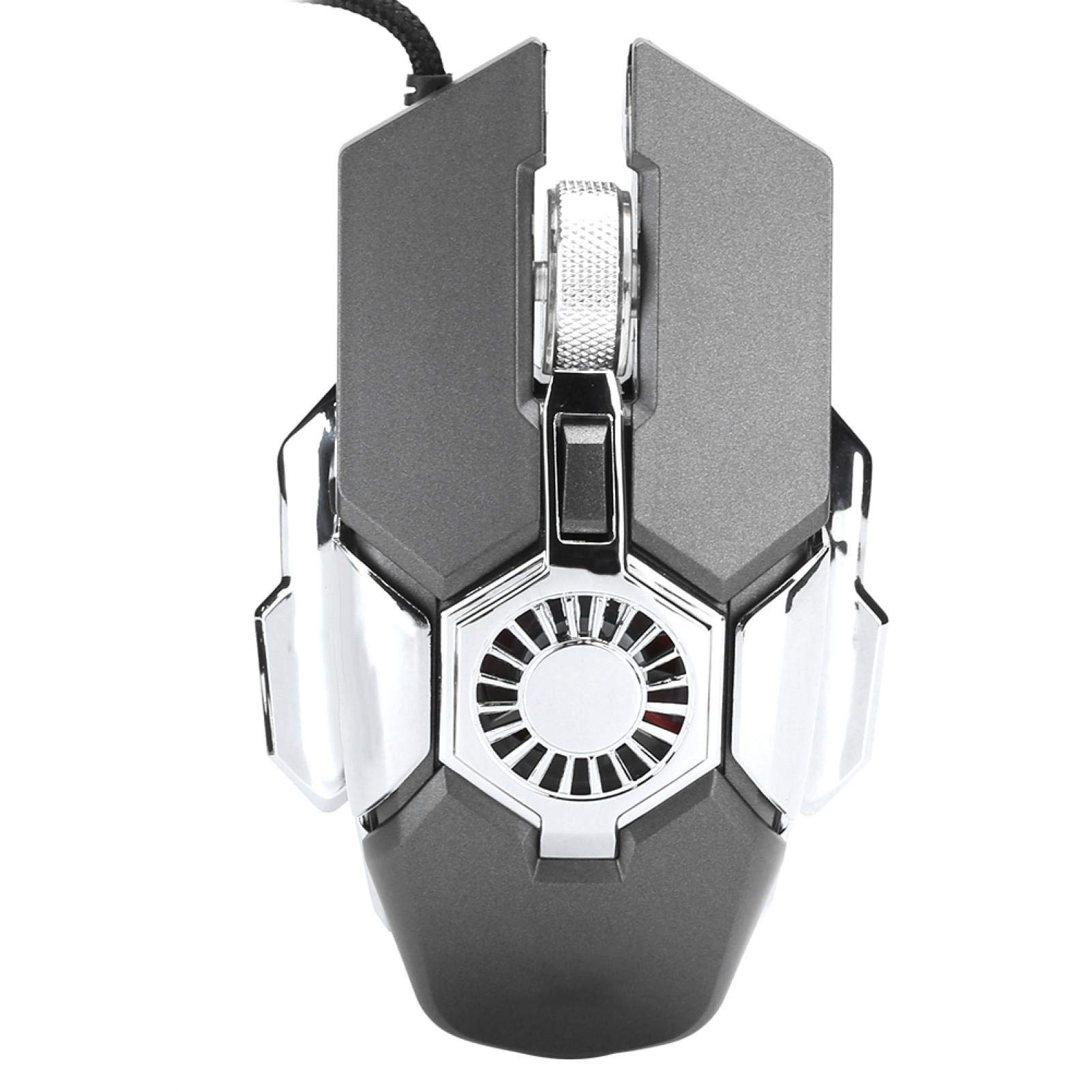 Kafuty-1 RGB Wired Gaming Mouse,RGB Backlit 6400 DPI Adjustable Ergonomic Mouse with 6 Buttons,Macro Programmable USB Gaming Mice with Cooling Fan for PC Gamers