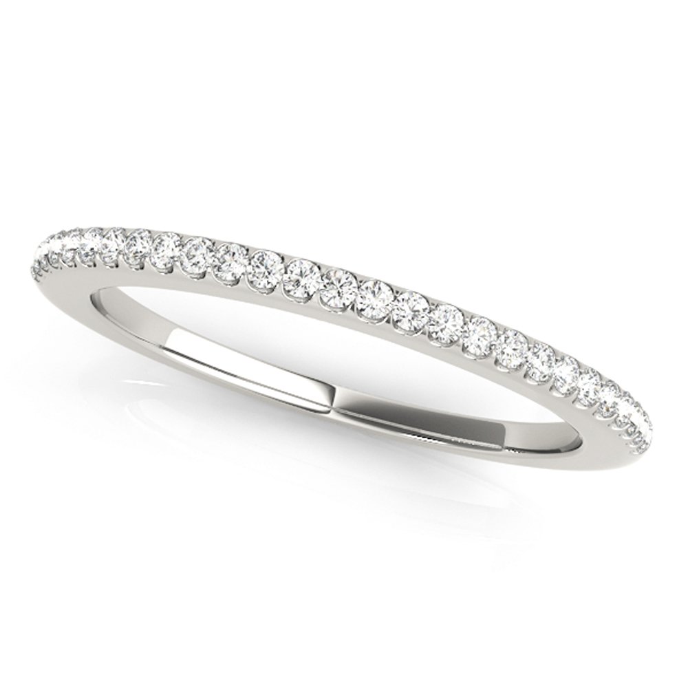 JewelMore 0.14 Carat Diamond Wedding Band In 14K Solid White Gold (6)
