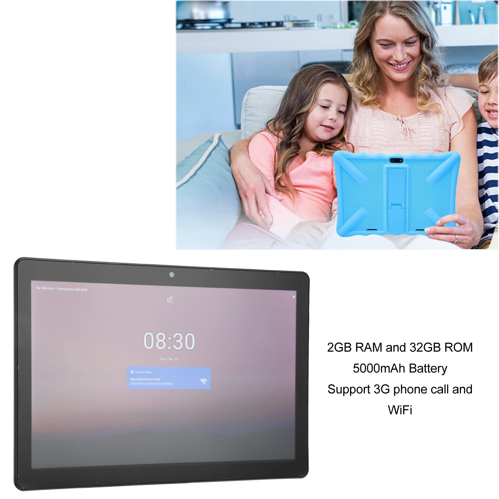 Kids Tablet, 10.1 Inch Android 10 Tablet PC, 2GB RAM 32GB ROM, IPS Touchscreen, Quad Core CPU, Dual Camera, Bluetooth, WiFi, Parental Control, Toddler Tablet with Shockproof Case (Blue)