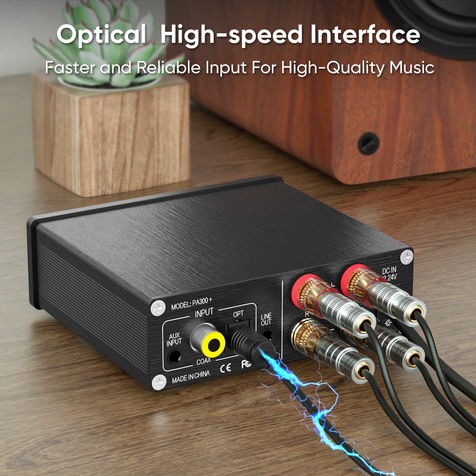 Mini Bluetooth Home Audio Stereo Amplifier Receiver, 2×80W 2.1 Channel Digital Class D Integrated Amp for Home Speakers with DAC 24-Bit 192KHz Optical Coaxial AUX Headphone Line Out Jack