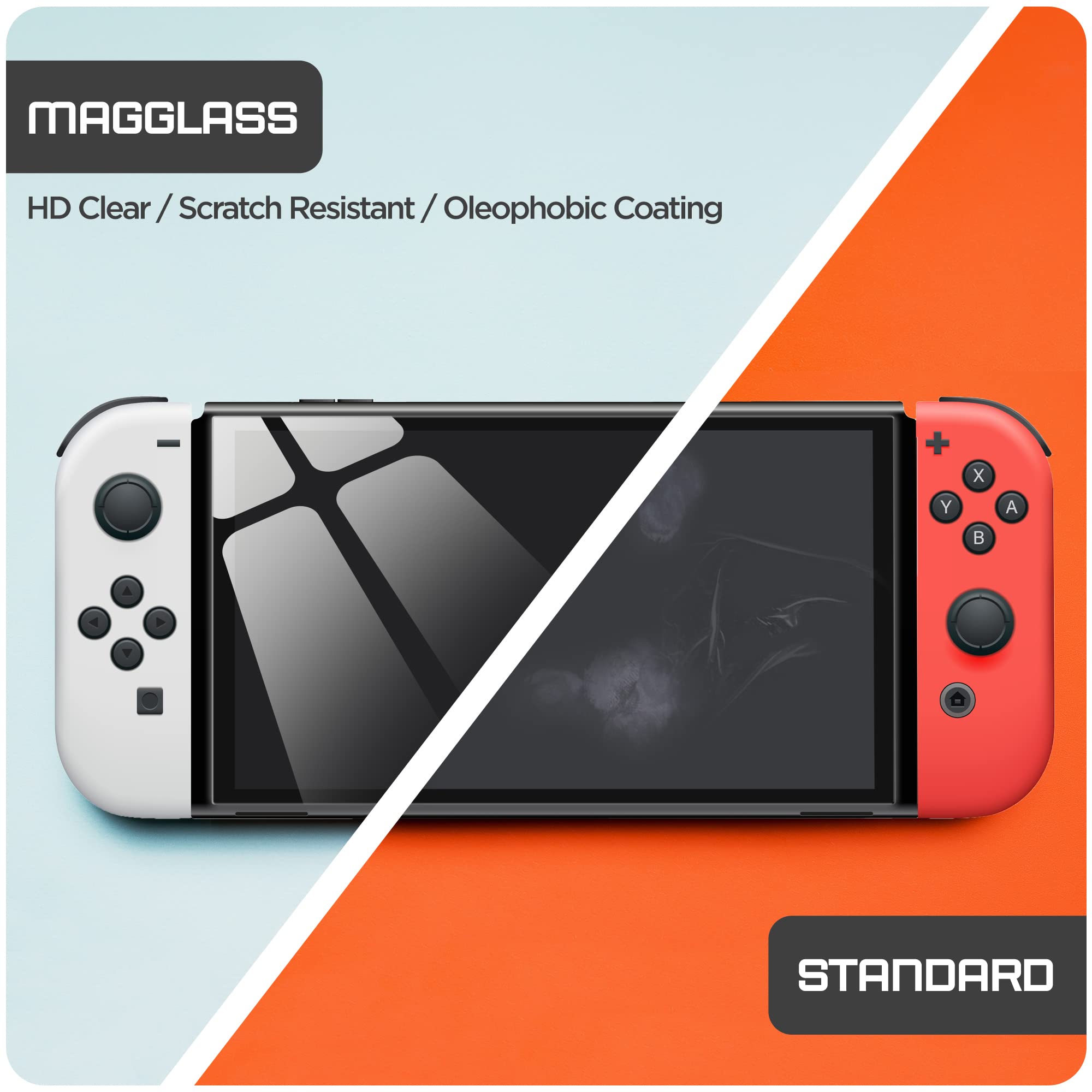 magglass Blue Light Screen Protector for Nintendo Switch OLED - Anti Bluelight Blocking Tempered Glass for Reduced Eye Fatigue (OLED Model)