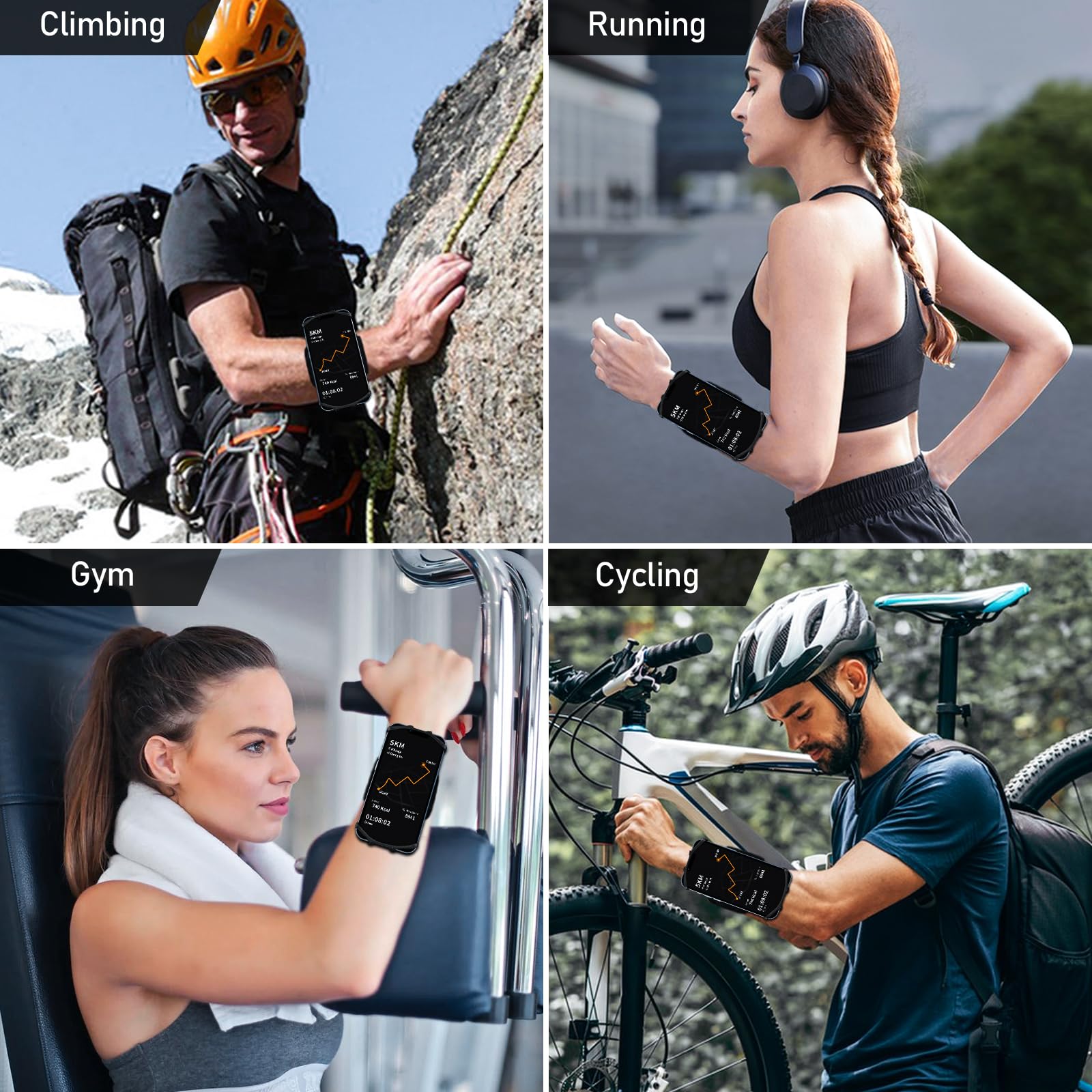 HLOMOM Running Phone Holder,Sports Phone Wristband 360° Rotation & Detachable (4.7-7.5in)