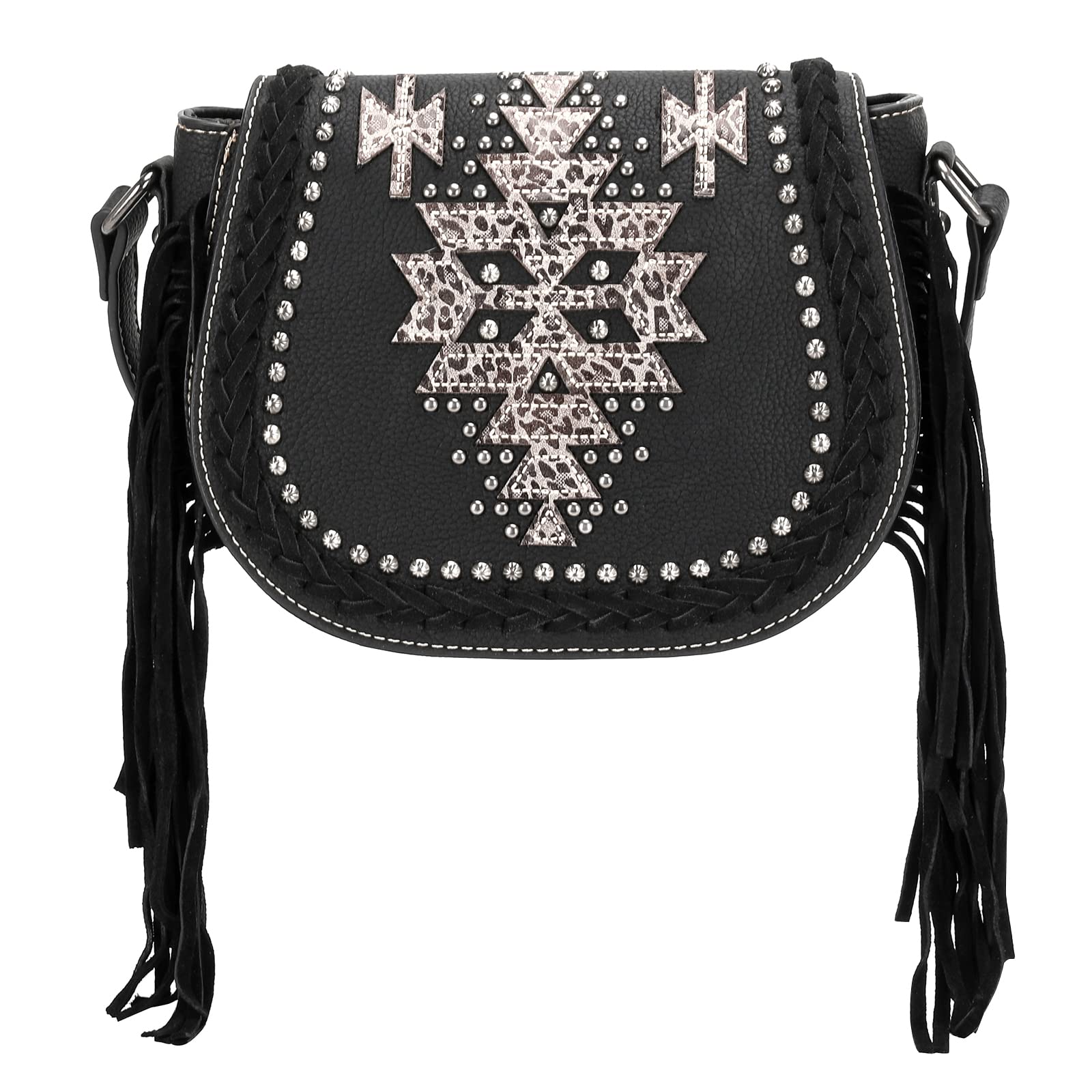 Montana West Aztec Collection Crossbody Purses for Women Western Purses Large Shoulder Bag with Tassel MW1128-8360BK